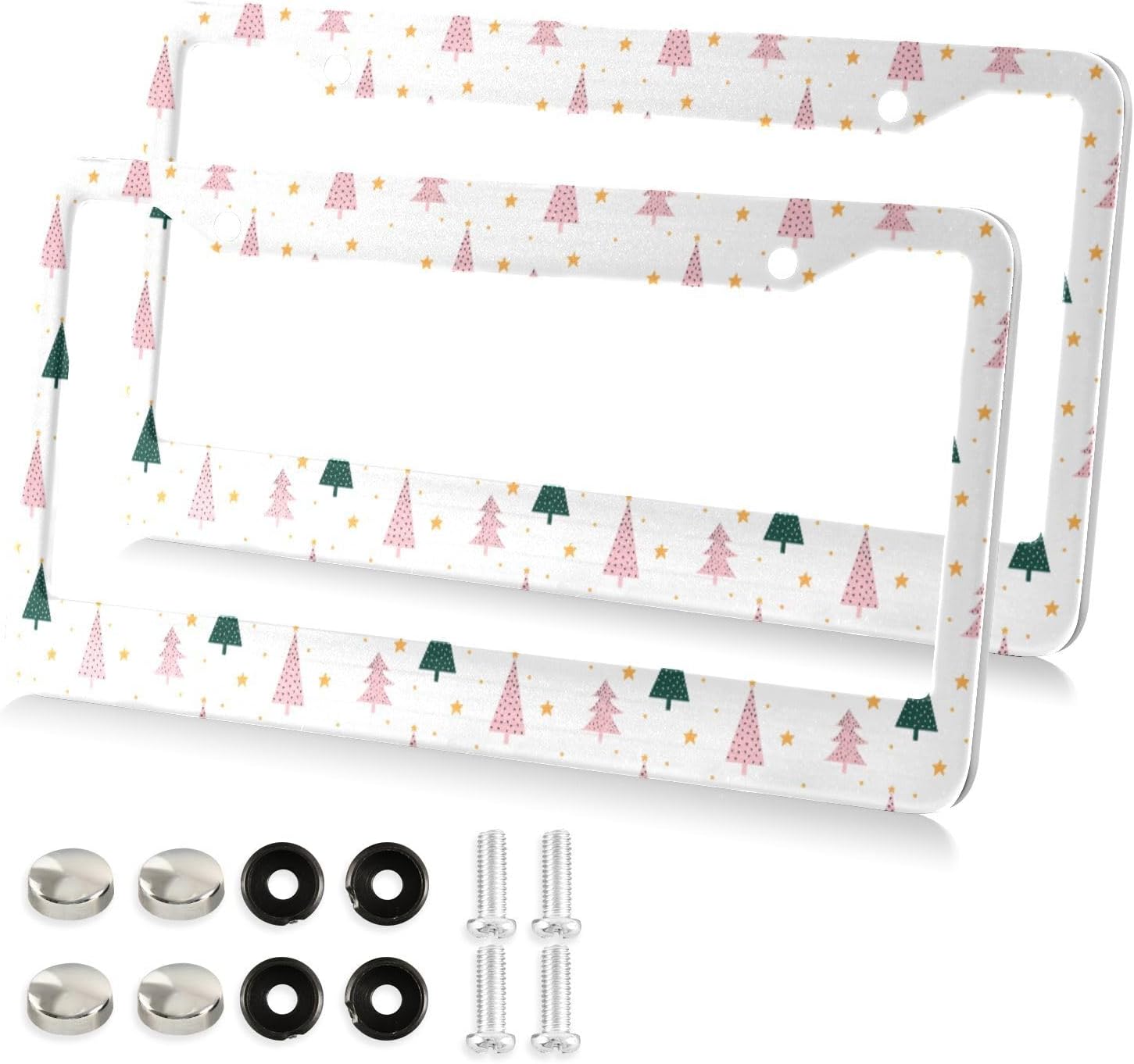 Wellsay Cartoon Christmas Tree License Plate Frame - 2 Pack Universal ...