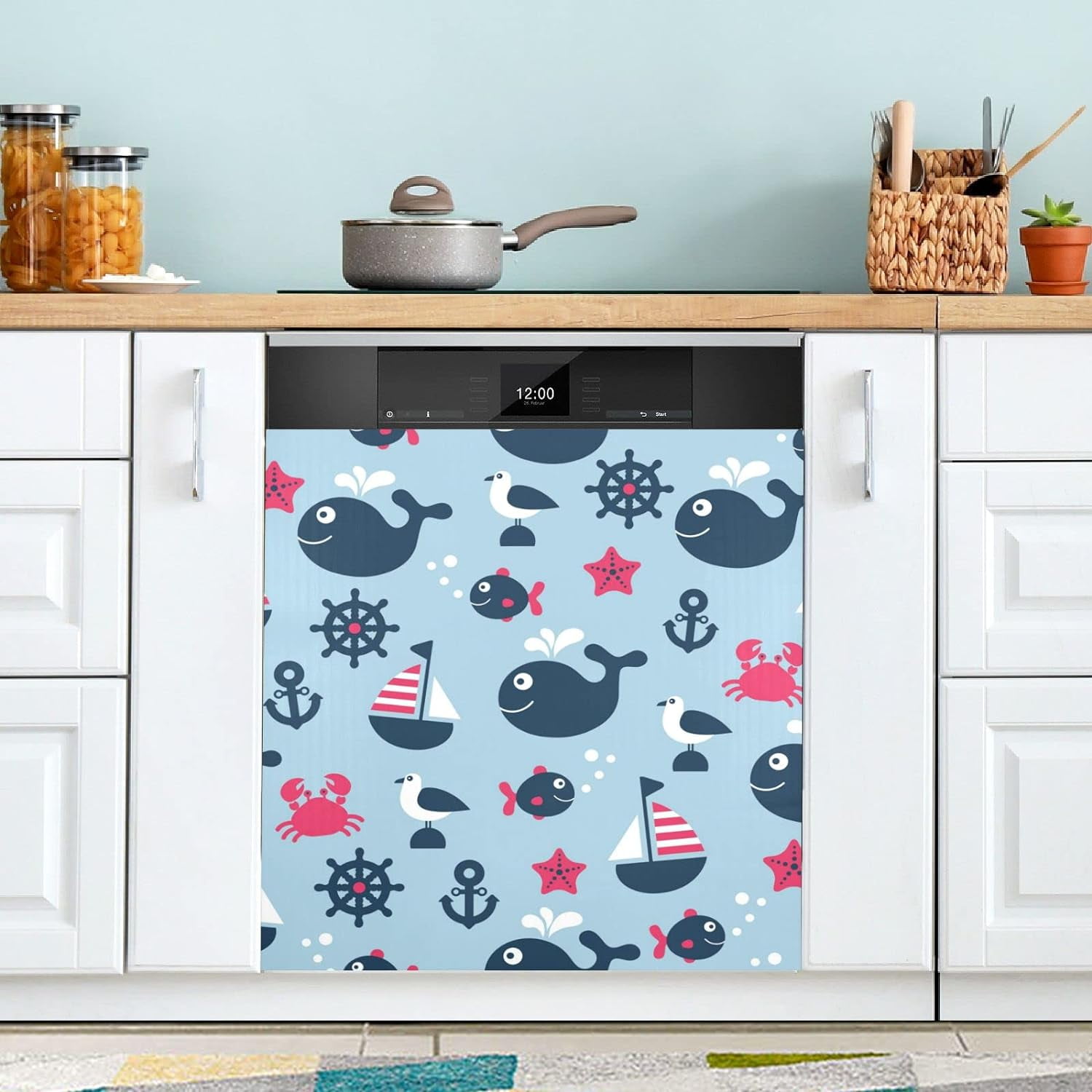 Wellsay Cartoon Plants Dishwasher Magnet Cover, Kitchen Dish Washer ...