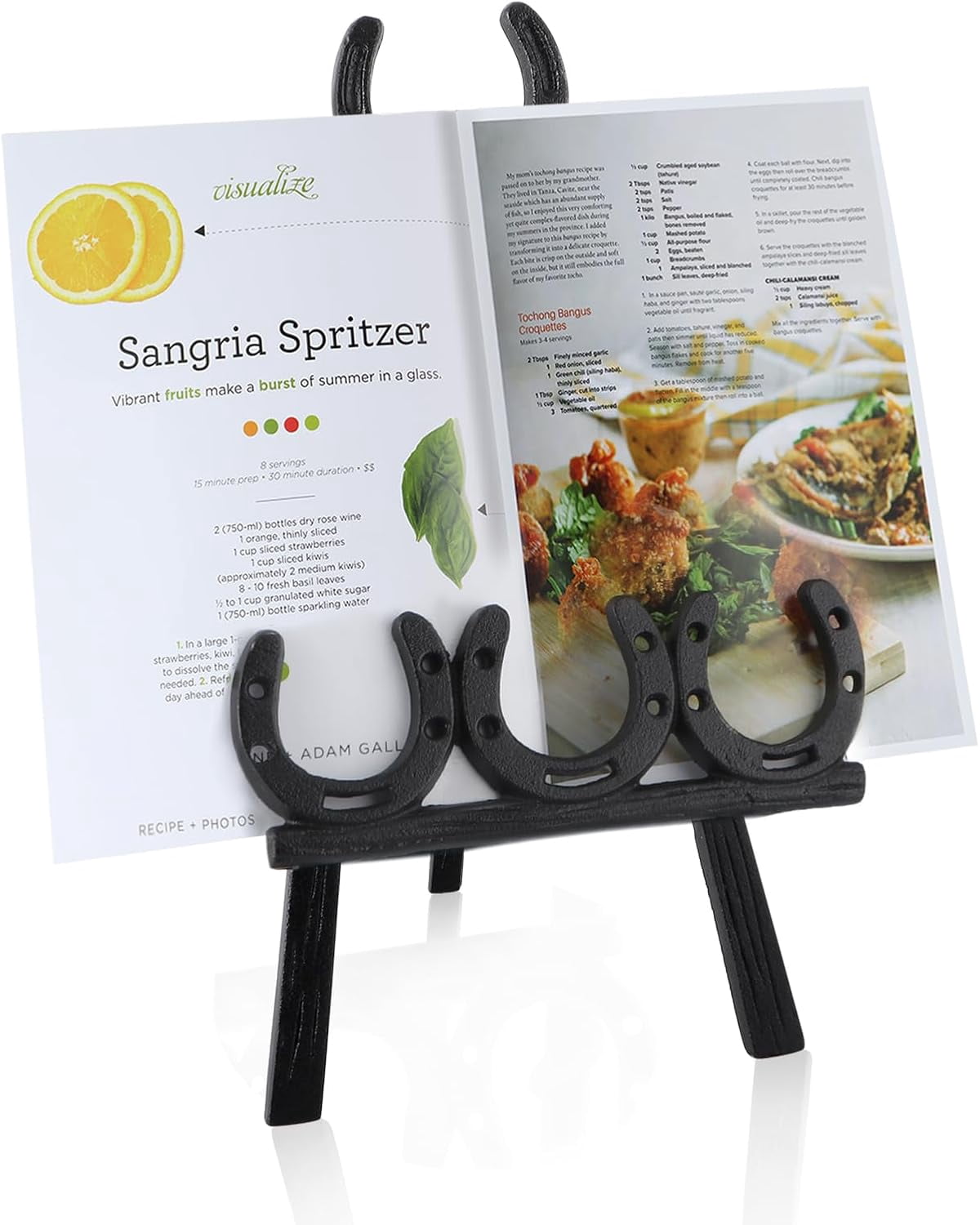 Wellsay Cast Iron Cookbook Stand, Recipe Book Holder, Display Stand ...
