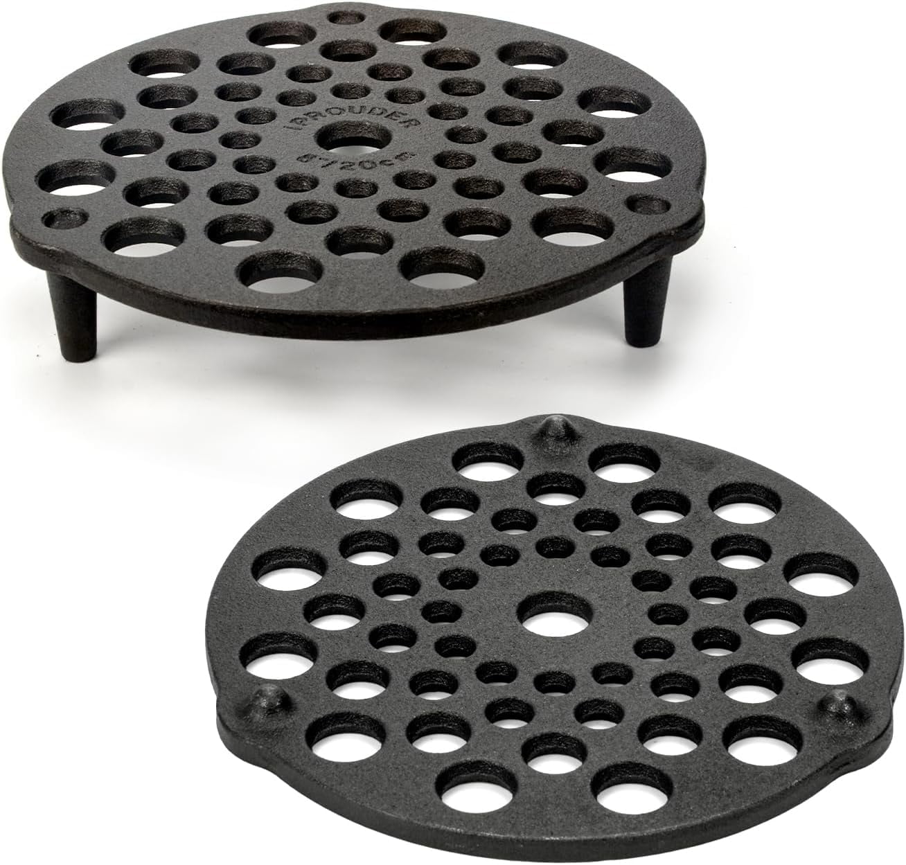 Wellsay Cast Iron Trivet 2 PCS Set, 8-inch, Meat Rack, Cast Iron Grate ...