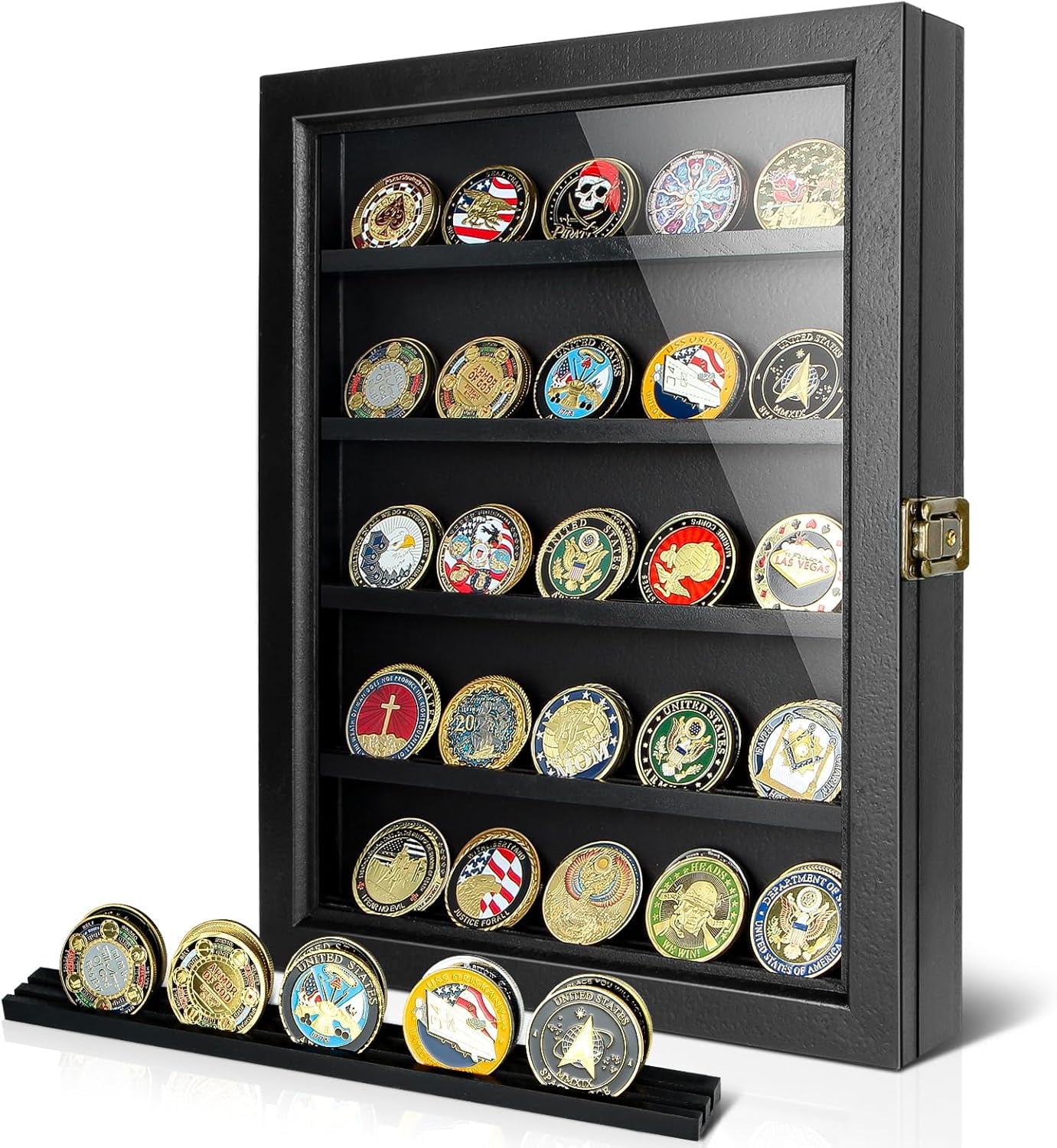 Wellsay Challenge Coin Display Case, Coin Collection Display Stand for ...