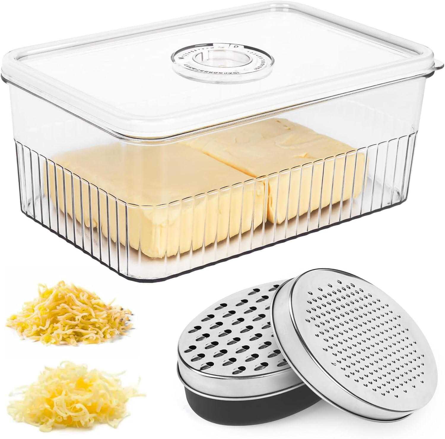 Wellsay Cheese Container for Refrigerator, Cheese Grater with Container ...