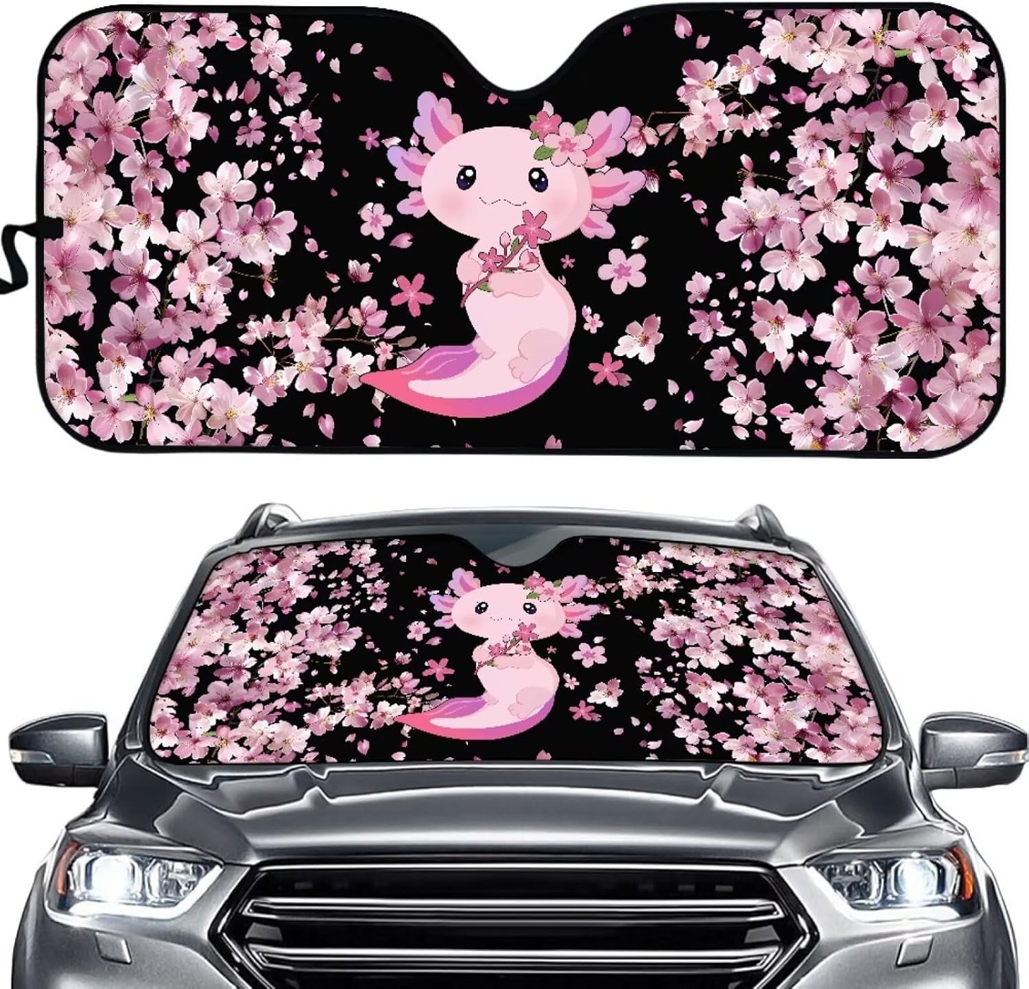Wellsay Cherry Blossom Axolotl Car Shades for Front Windows,Cute ...