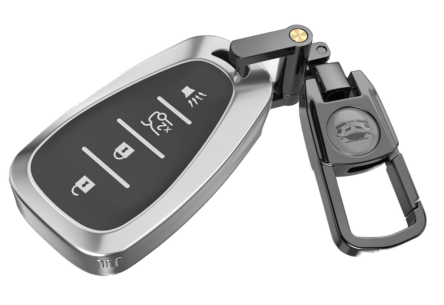 Wellsay Chevy Key Fob Cover with Keychain, Screw-Free Installation. Fits Chevy Malibu Camaro ...