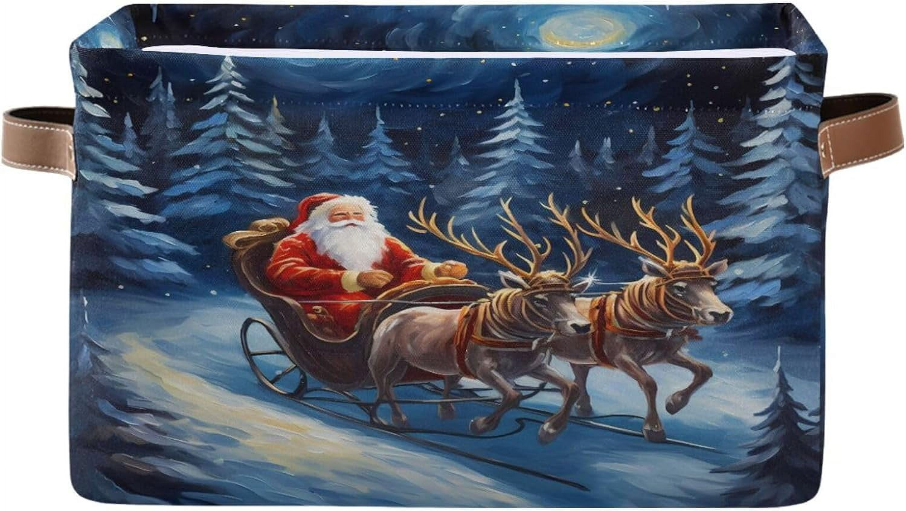 Wellsay Christmas Santa Claus Deer Starry Night Large Storage Baskets ...