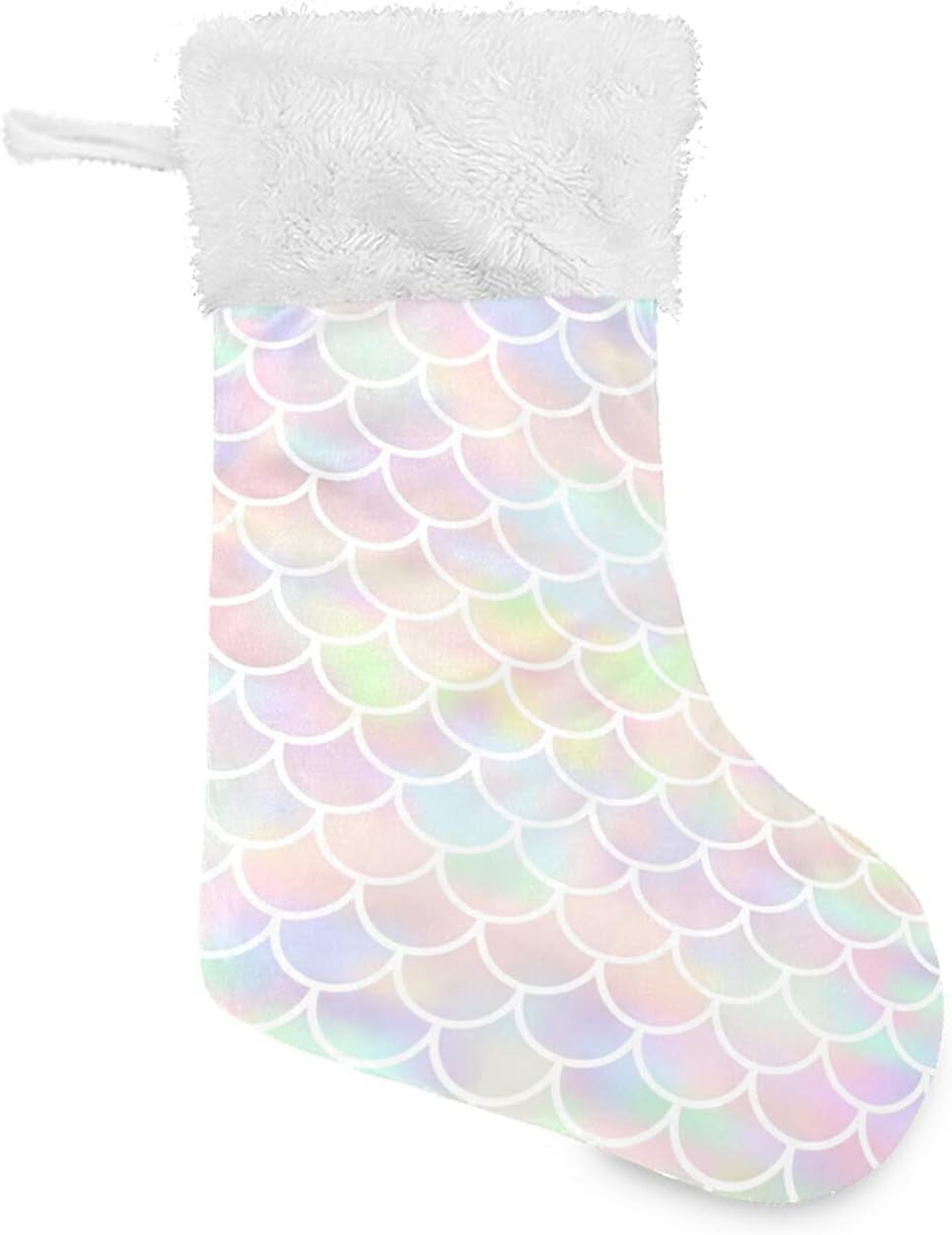 Wellsay Christmas Stocking Mermaid Scale Xmas Stockings Decoration for ...