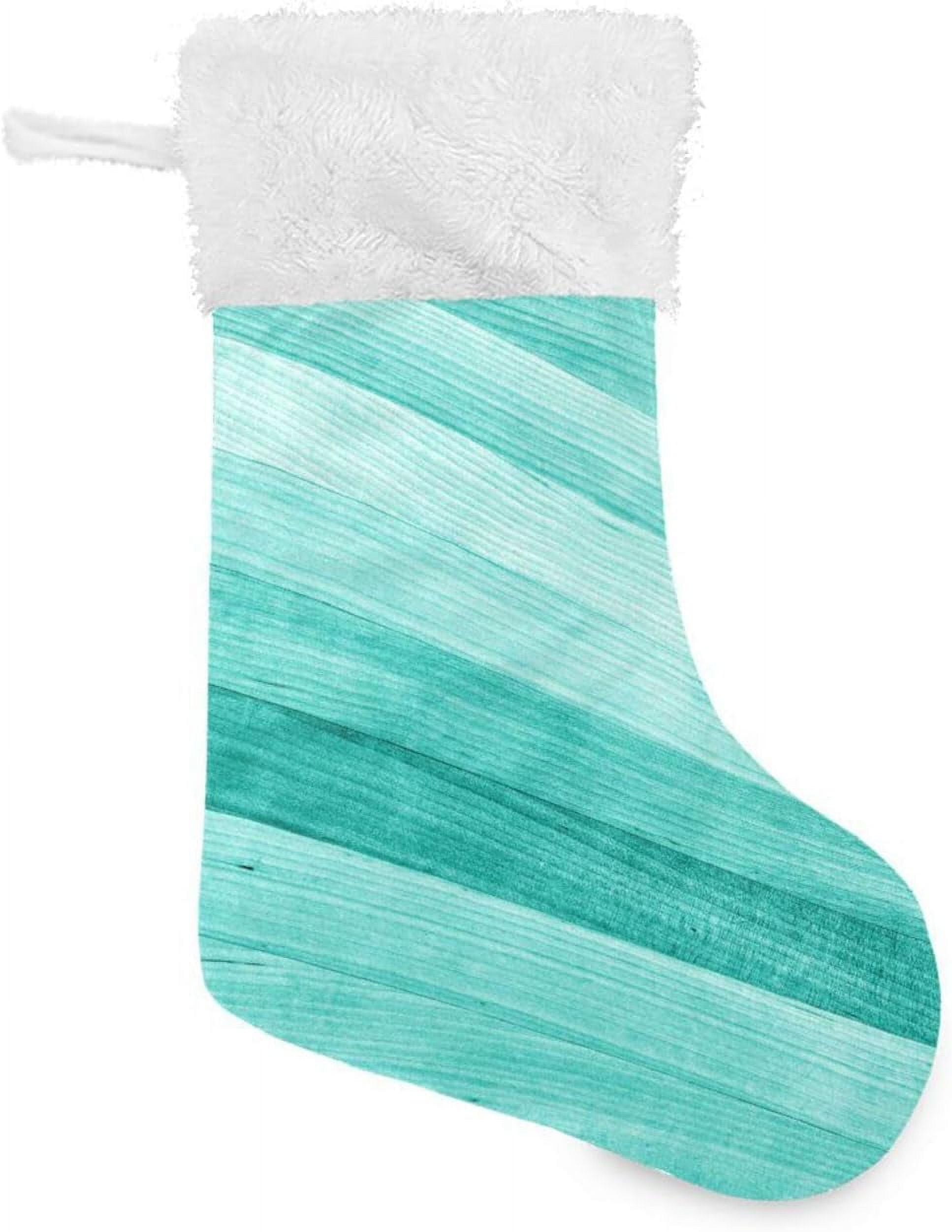 Wellsay Christmas Stockings 17 Inch Teal Turquoise Green Wood Xmas
