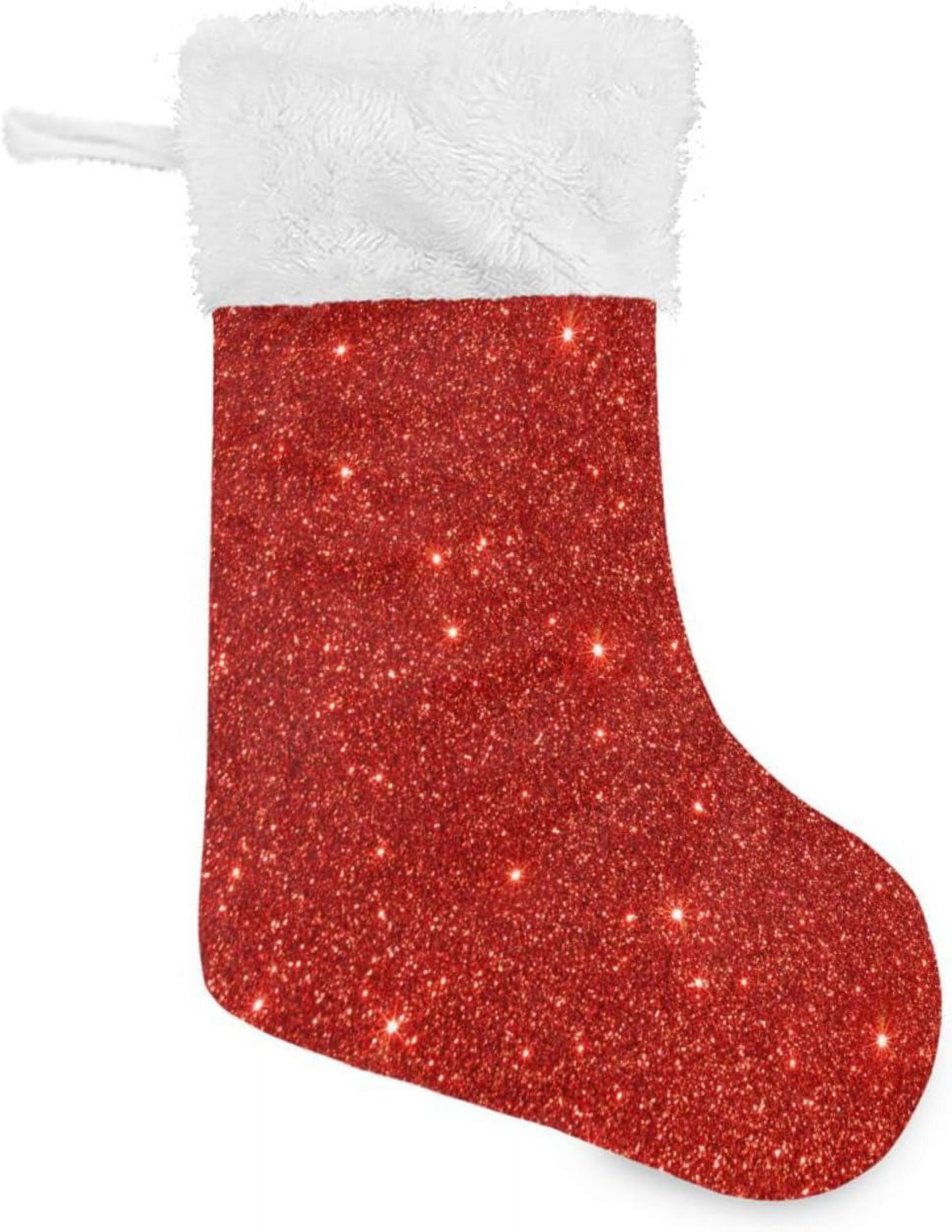 Wellsay Christmas Stockings 2pack Shiny Red Giltter Christmas Xmas