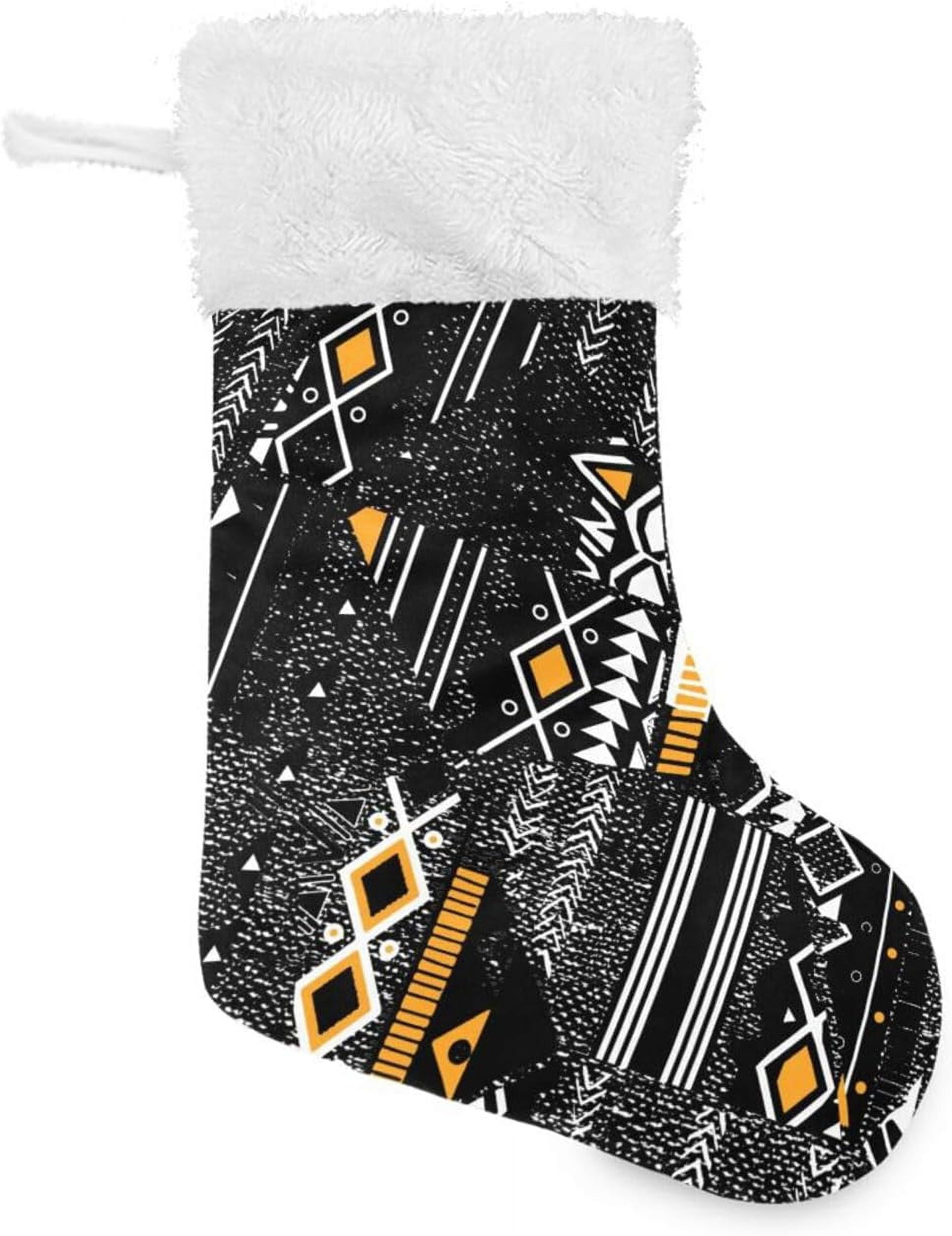 Wellsay Christmas Stockings Black Garbage Texture for Family Holiday ...