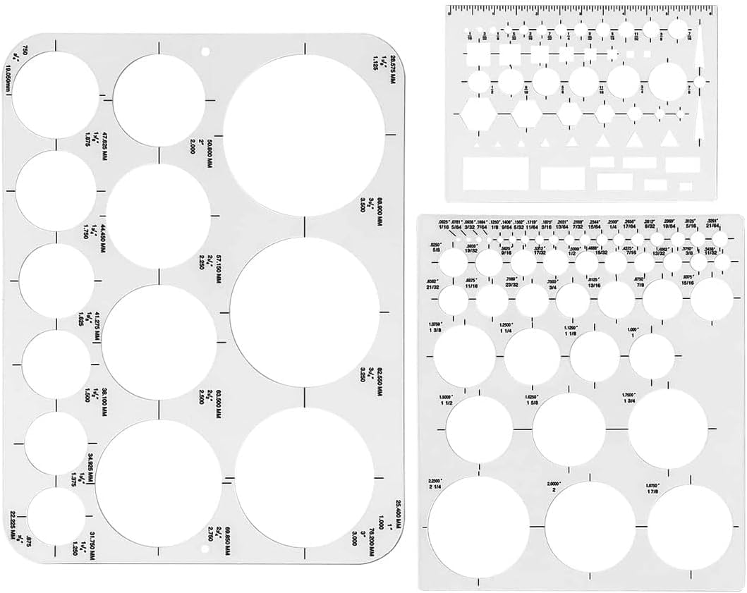 Wellsay Circle Templates for Drawing - 3 Pack Drafting Stencils ...
