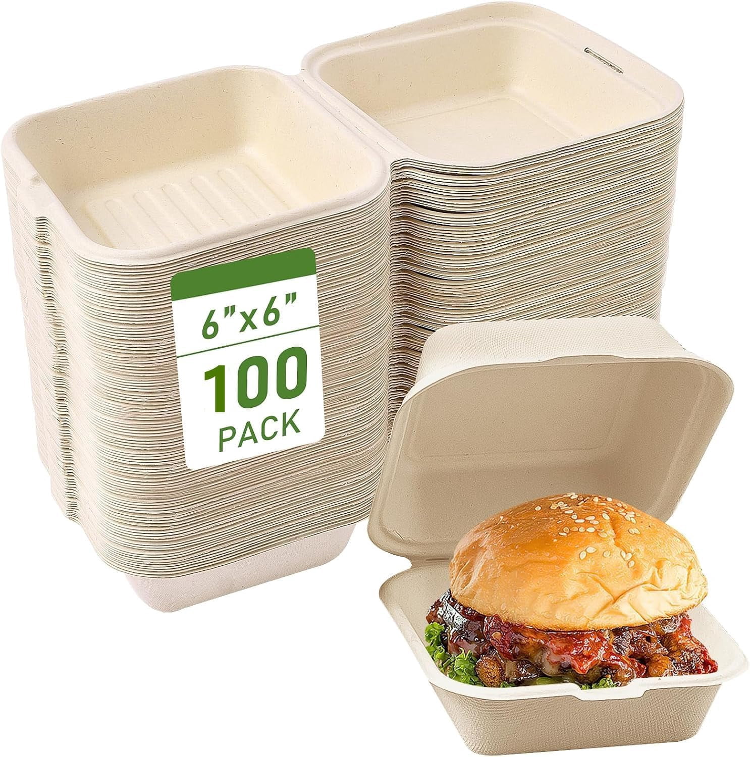 Wellsay Clamshell Take Out Food Containers,100 Pcs Comble To Go Boxes ...