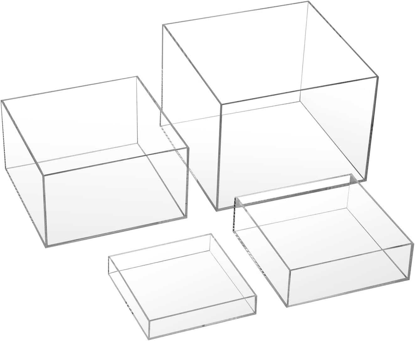 Wellsay Clear Acrylic Cube Display Box, 5 Sides Crystal Acrylic Risers ...