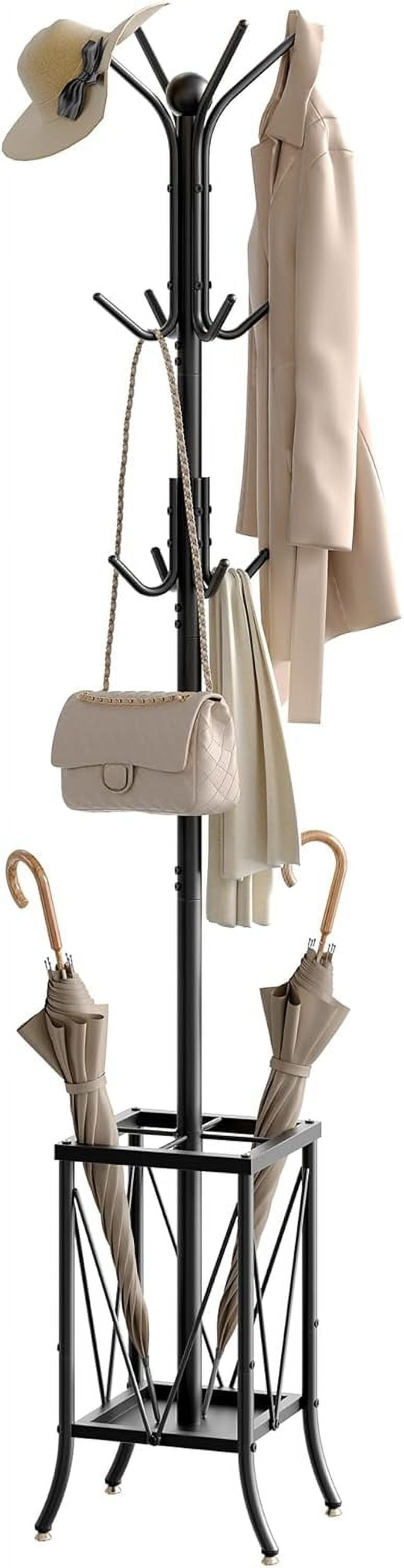 Wellsay Coat Rack Freestanding, Coat Tree with Umbrella Holder ...