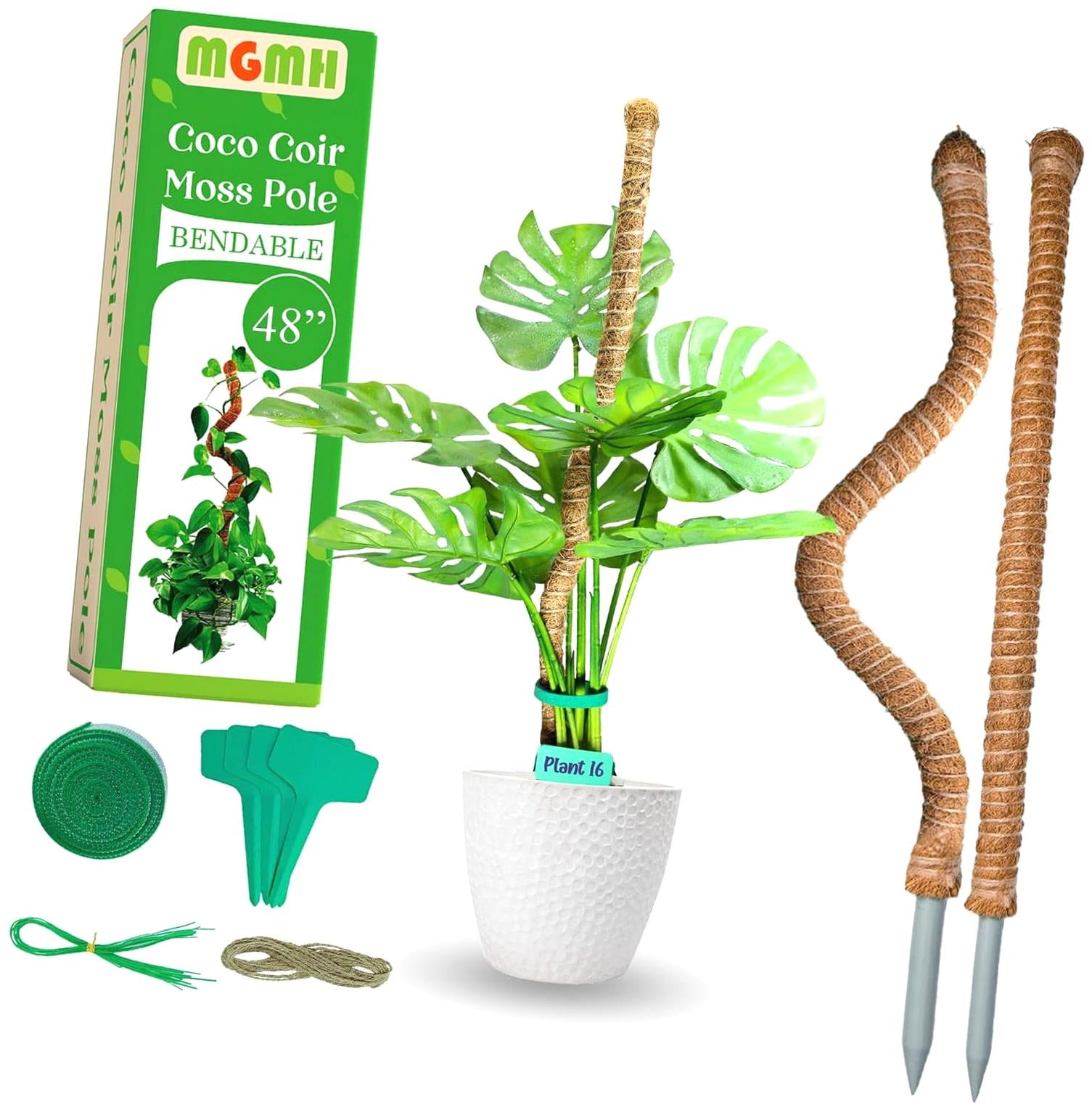 Wellsay Coir Moss Pole for Plants, 2 Pieces 48 Inch Flexible Plant ...