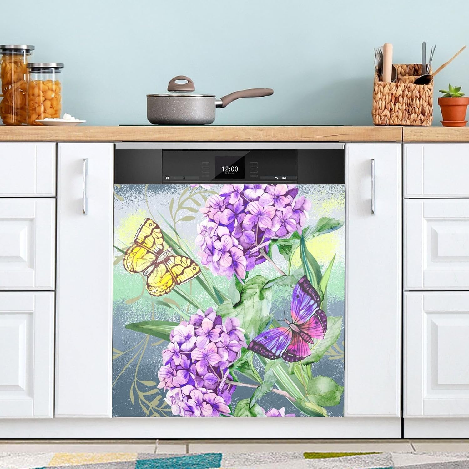 Wellsay Colorful Flowers Dishwasher Magnet Cover, Kitchen Dish Washer ...