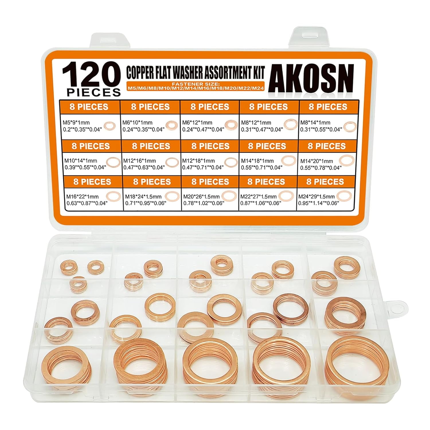 Wellsay Cor Washers Assortment Kit, Crush Flat Washers for Oil Plugs ...