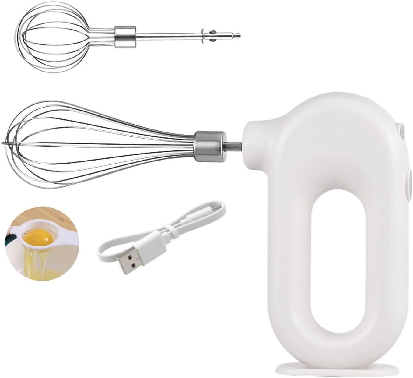 Wellsay Cordless Hand Mixer Electric Handheld Mini Egg Beater 4 Speed ...