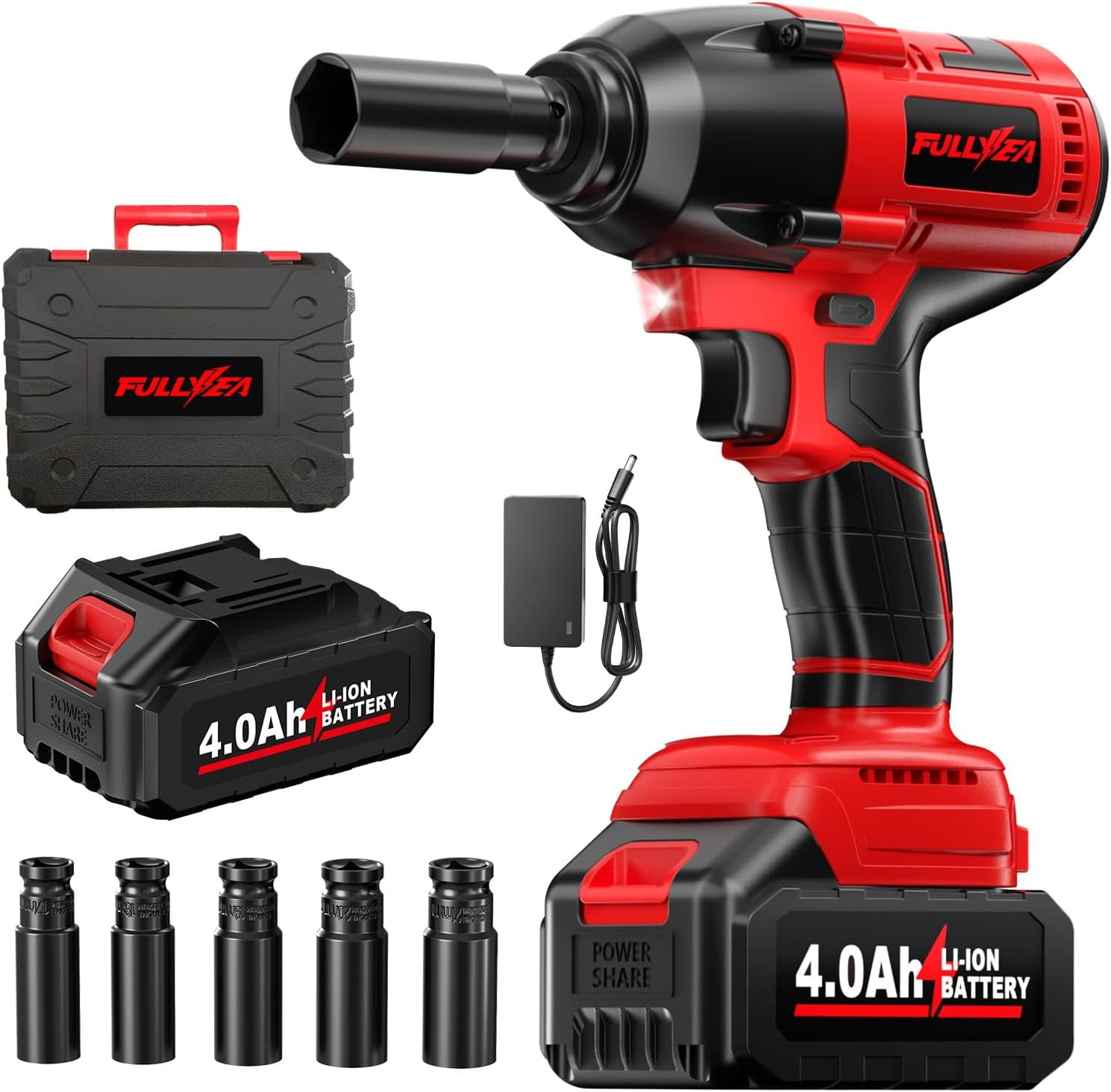 Wellsay Cordless Impact Wrench 1/2", 630Ft-lbs (850N.m) Brushless ...