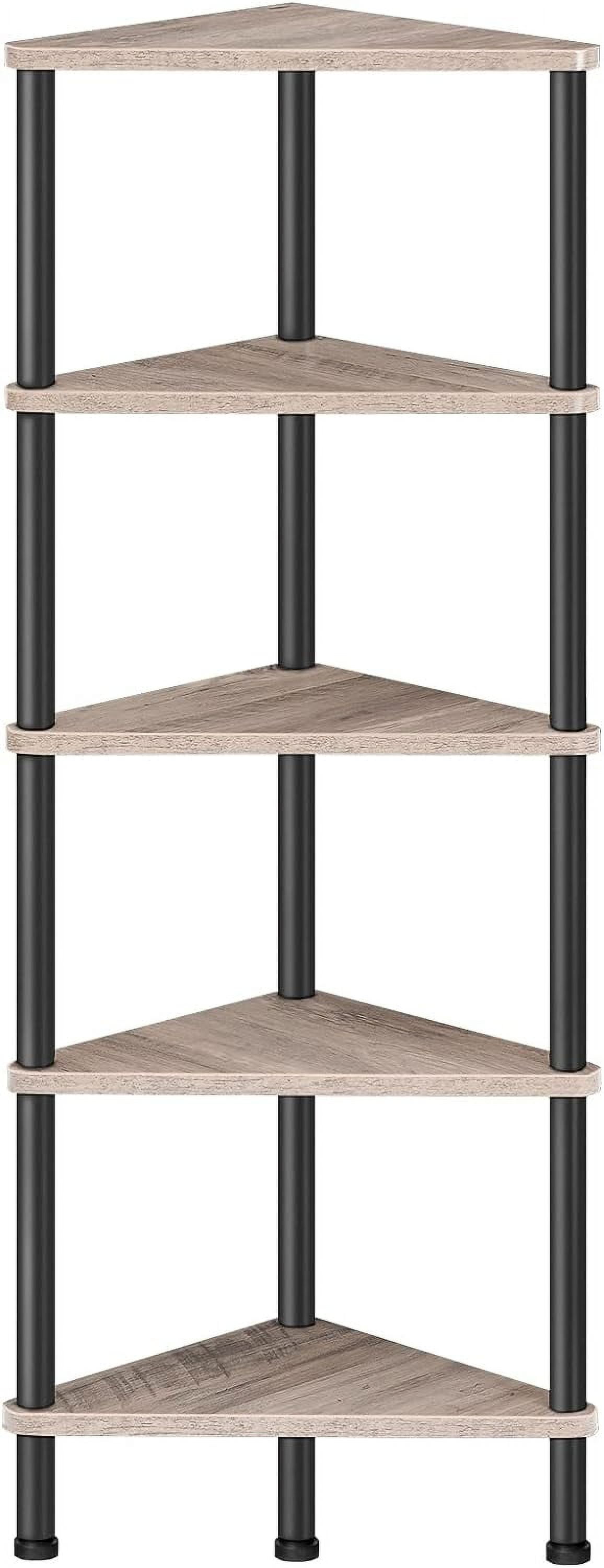 Wellsay Corner Shelf Stand, Industrial 5-Tier Corner Bookshelf with ...