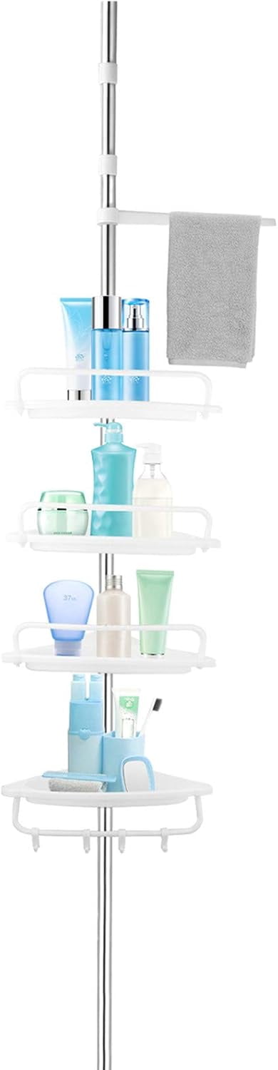 Wellsay Corner Shower Caddy, Shower Caddy Tension Pole Storage Shelves ...