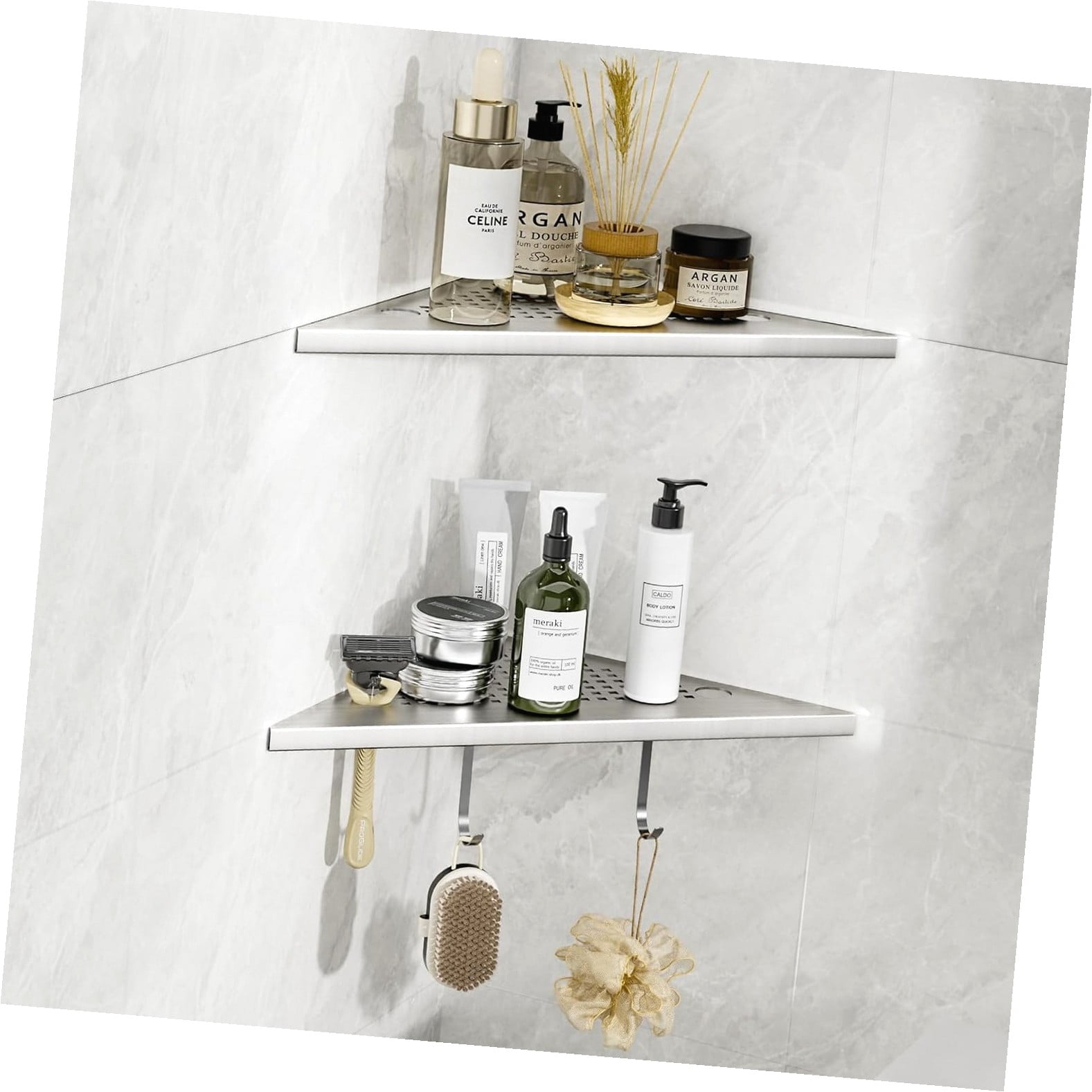 Wellsay Corner Shower Shelves with Slot 2 Pack, 10" Steel Recessed ...