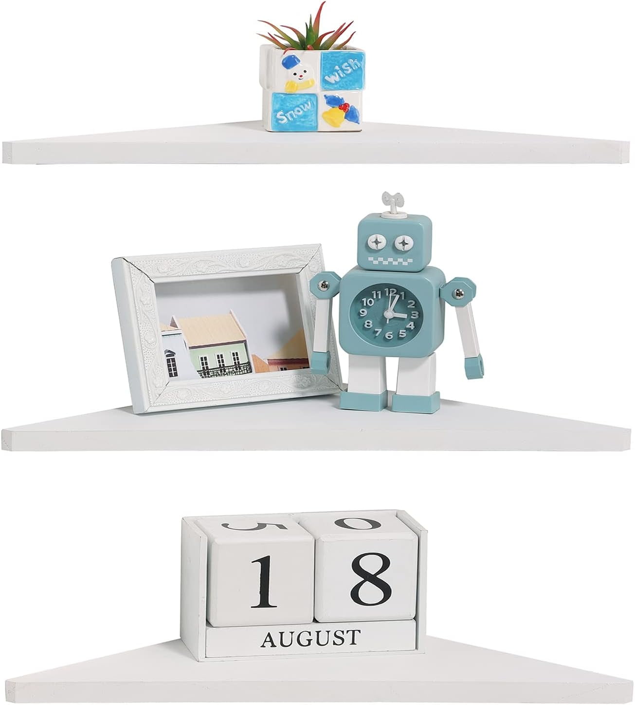 Wellsay Corner Wall Shelf Set of 3, Floating Corner Shelves for Wall ...