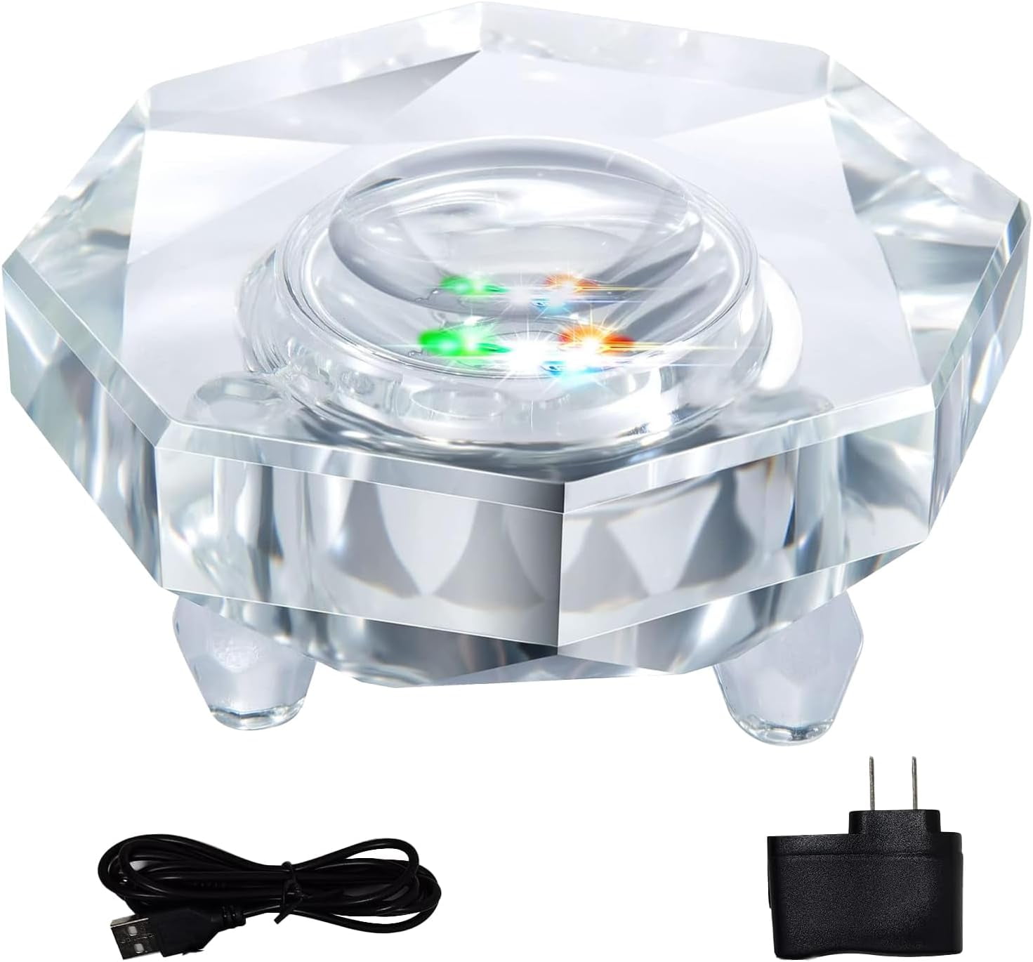 Wellsay Crystal LED Light Base - 3D Crystal Display Stand for Glass Art ...