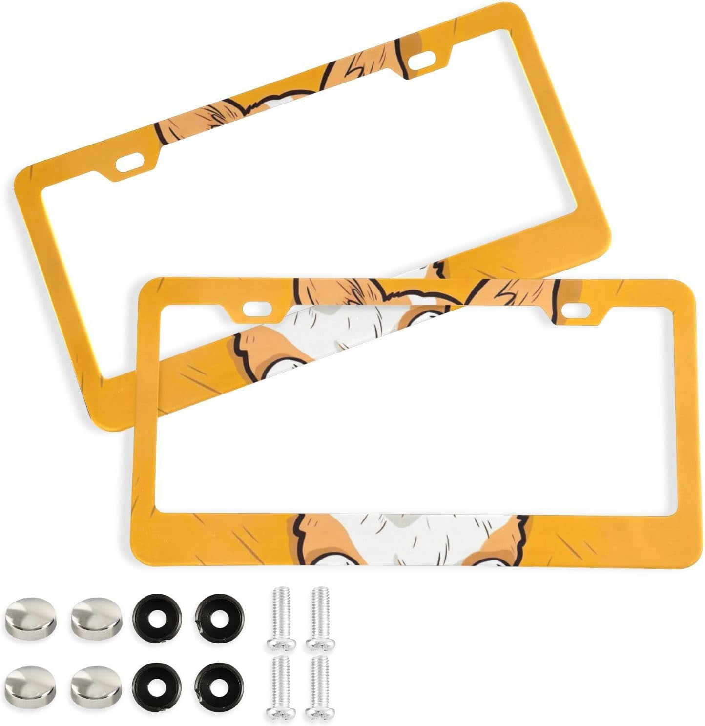 Wellsay Cute Corgi 2 Pack License Plate Frames,Universal Aluminum Car ...