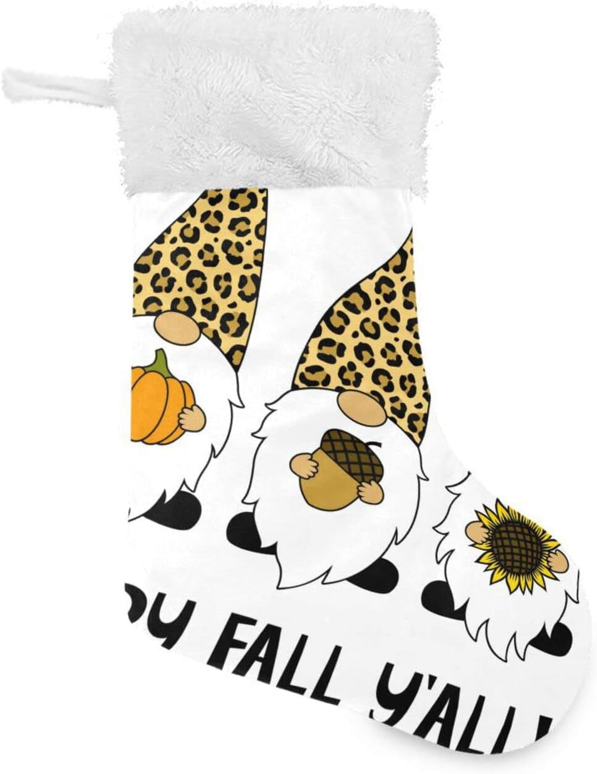 Wellsay Cute Thanksgiving Day Gnomes Christmas Stockings Personalized