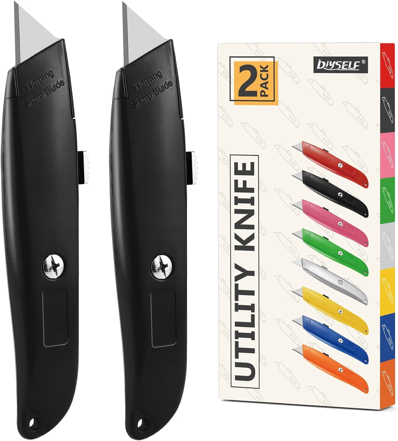 Wellsay DIYS Utility Knife, 20 Pack Heavy Duty Box Cutter Retractable ...