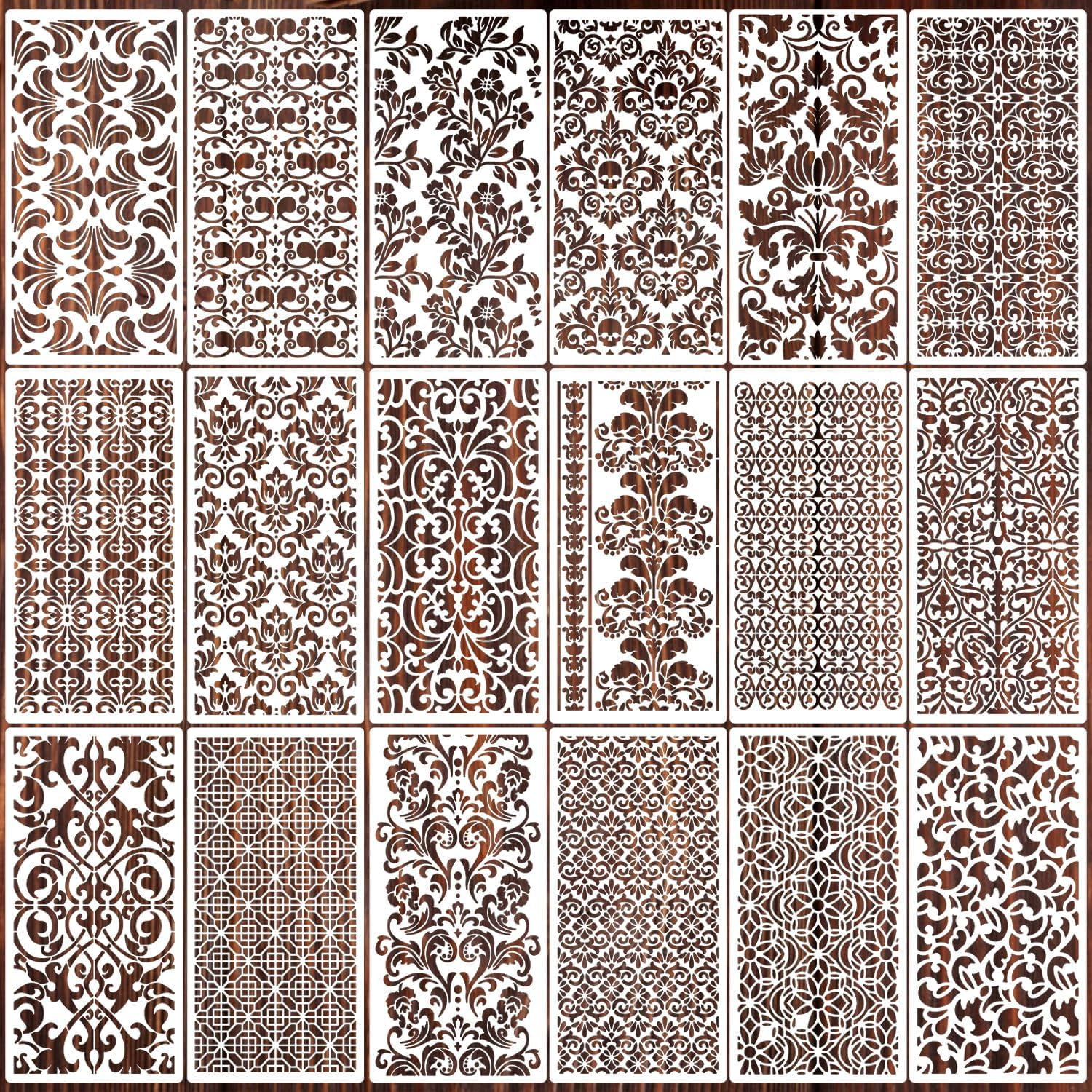 Wellsay Damask Stencils for Crafts Reusable Texture Stencils Mixed ...