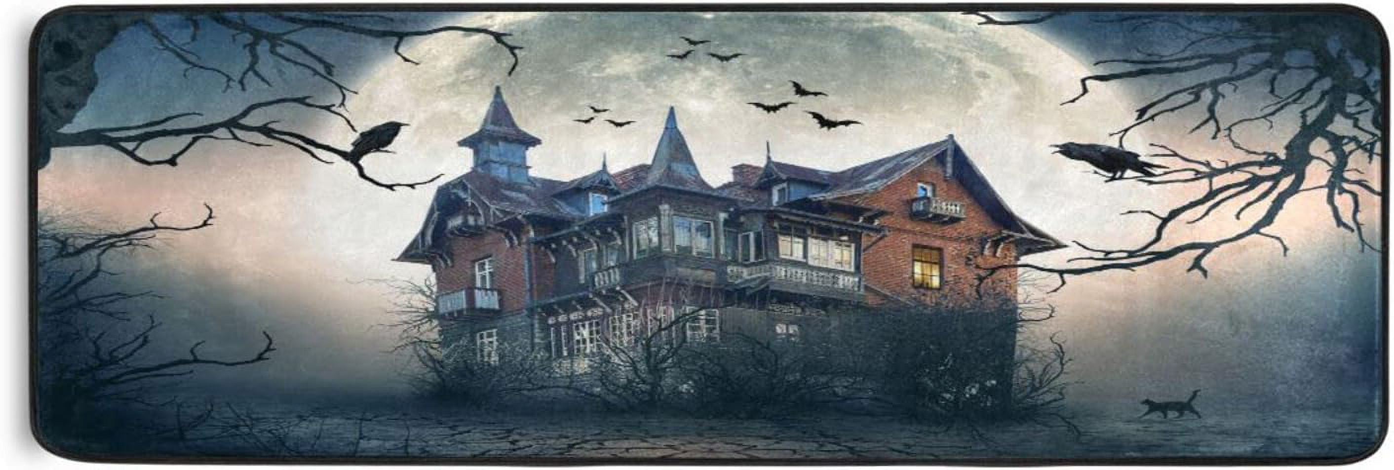 Wellsay Dark Haunted House Runner Rug 2' x 6' Non Skid Rug for Entryway ...