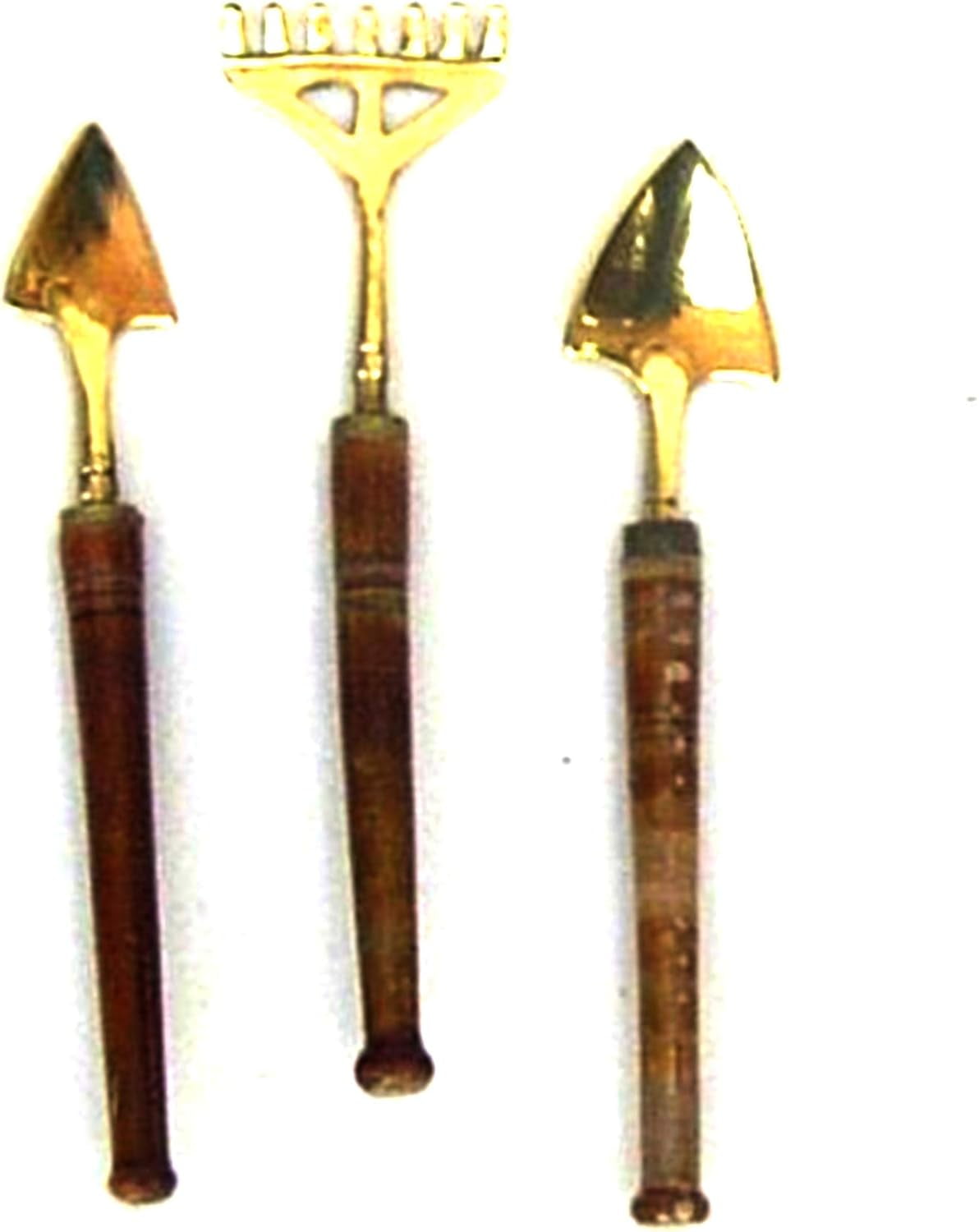 Wellsay Decorational Mini Garden Tools Set, 3 Piece Solid Brass with ...