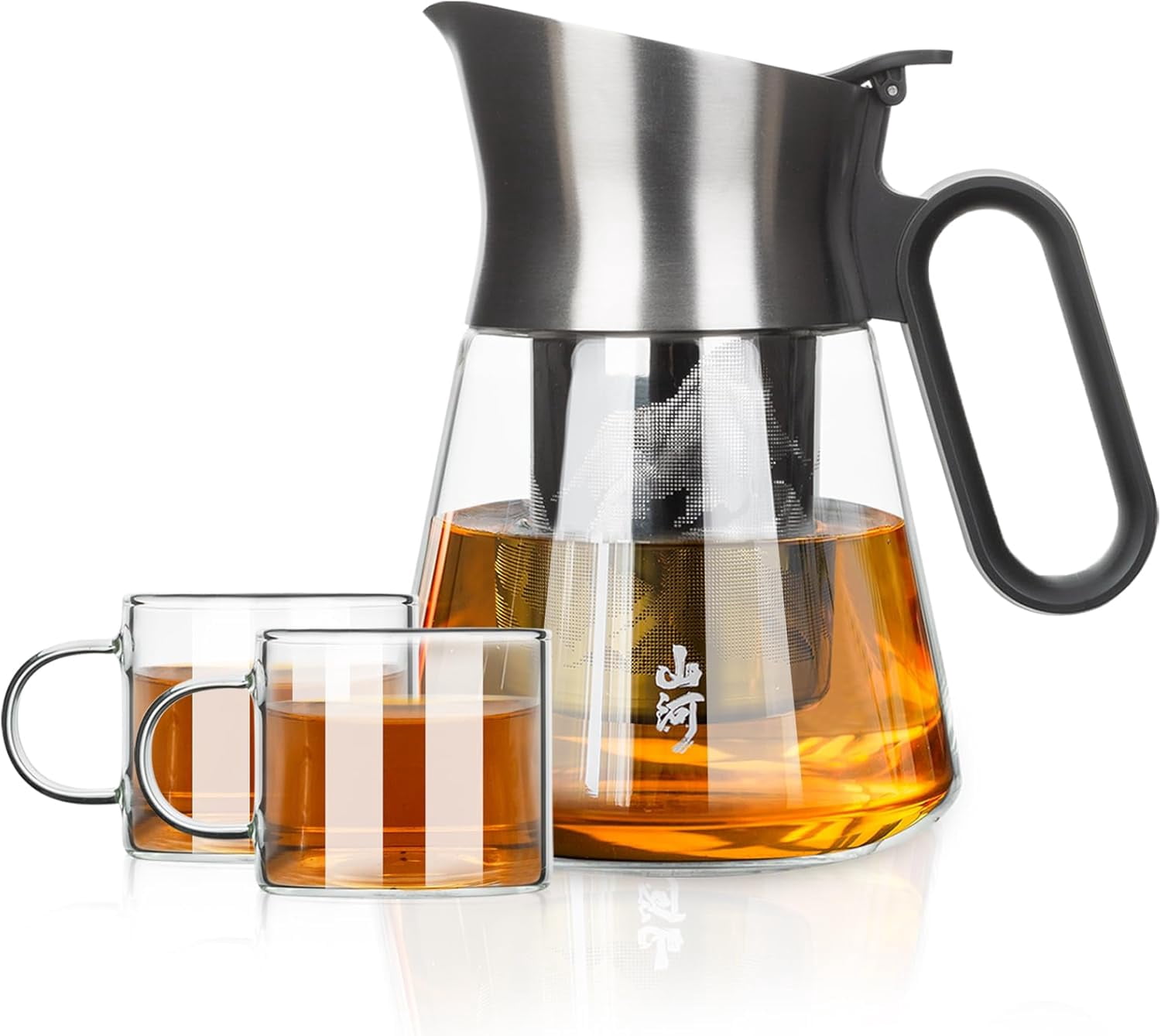 Wellsay Design Glass Teapot with Infuser with 2 Cups, 23oz Small Loose ...