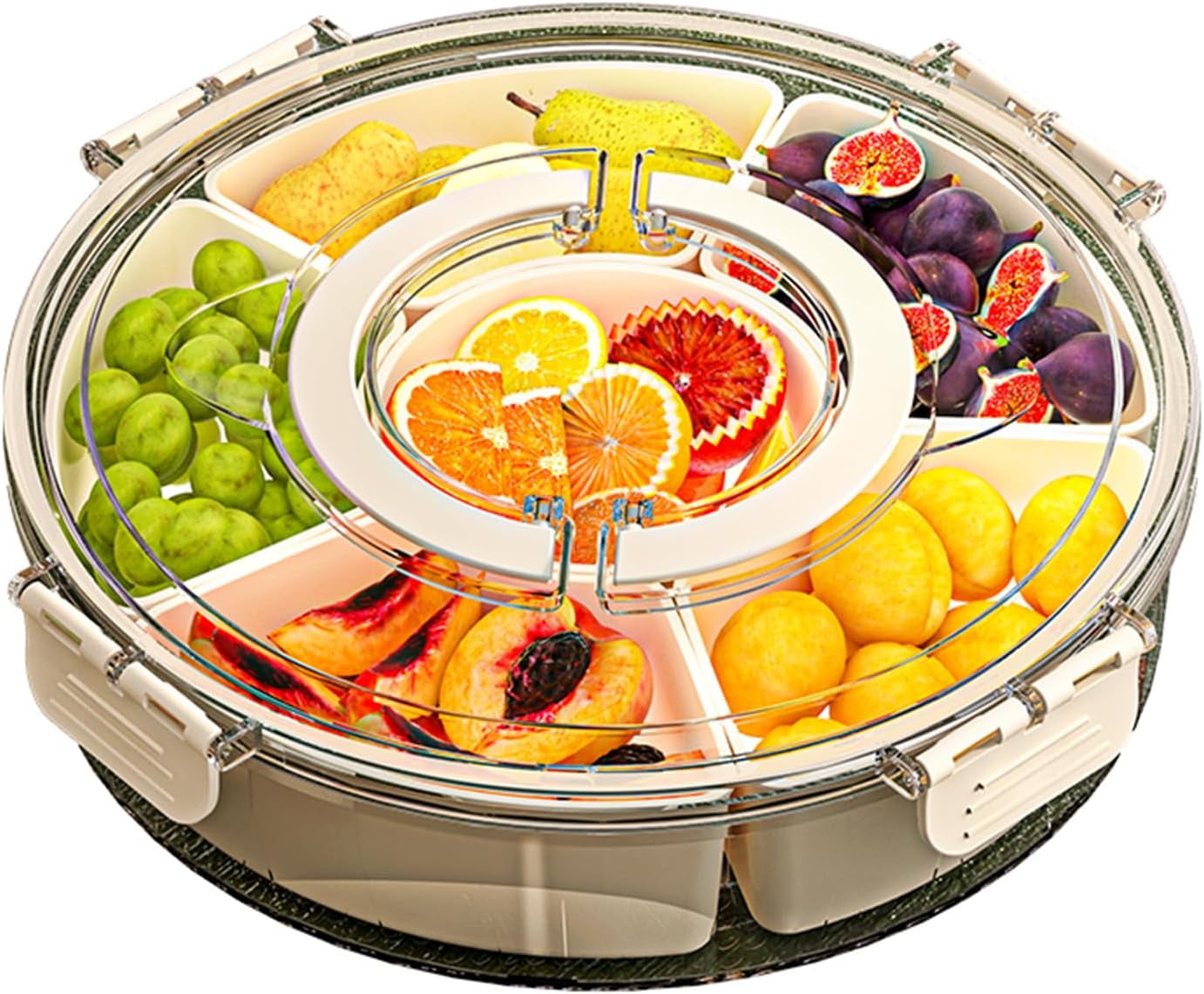 Wellsay Divided Serving Tray with Lid and Handle Fruit Containers for ...