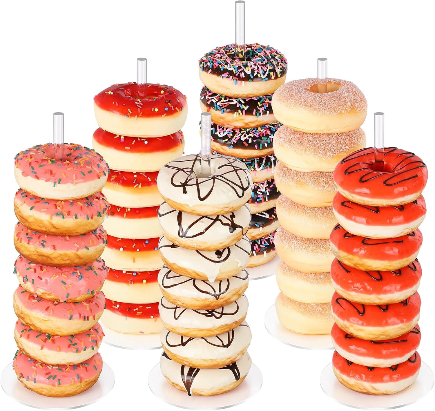 Wellsay Donut Stand 6 Pack, Acrylic Bagel Stand, Clear Doughnut Holder ...