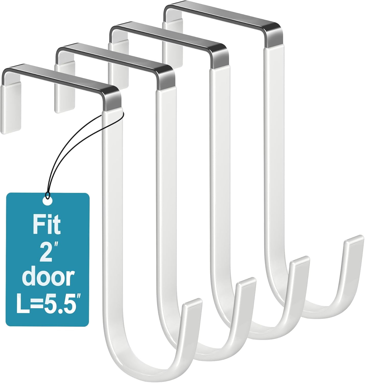 Wellsay Over The Door Hooks 4 Pcs L=5.5" t 2" Door White Plastic ...