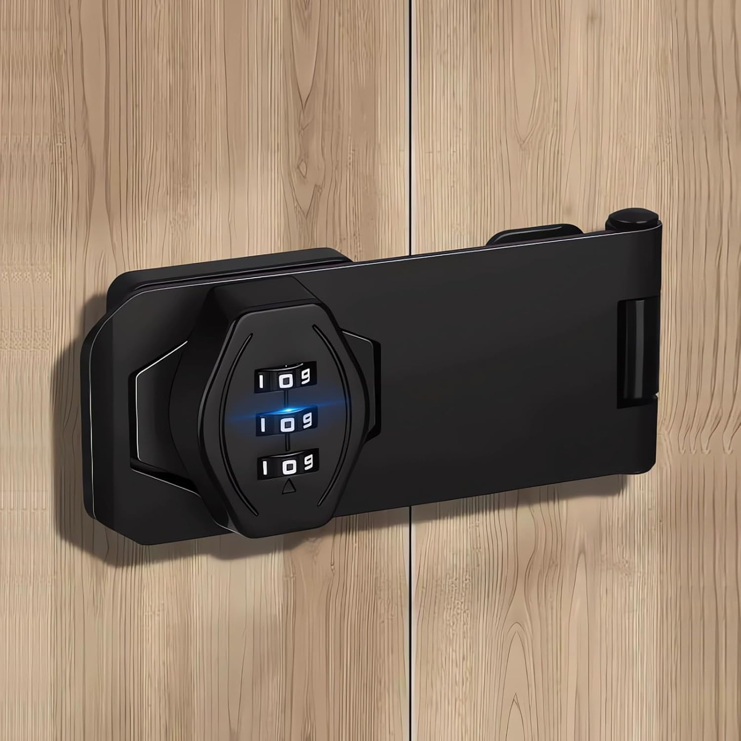 Wellsay Double Door Lock, 3-Digit Password Rotary Hasp Lock for Cabinet - Keyless Closet Door ...