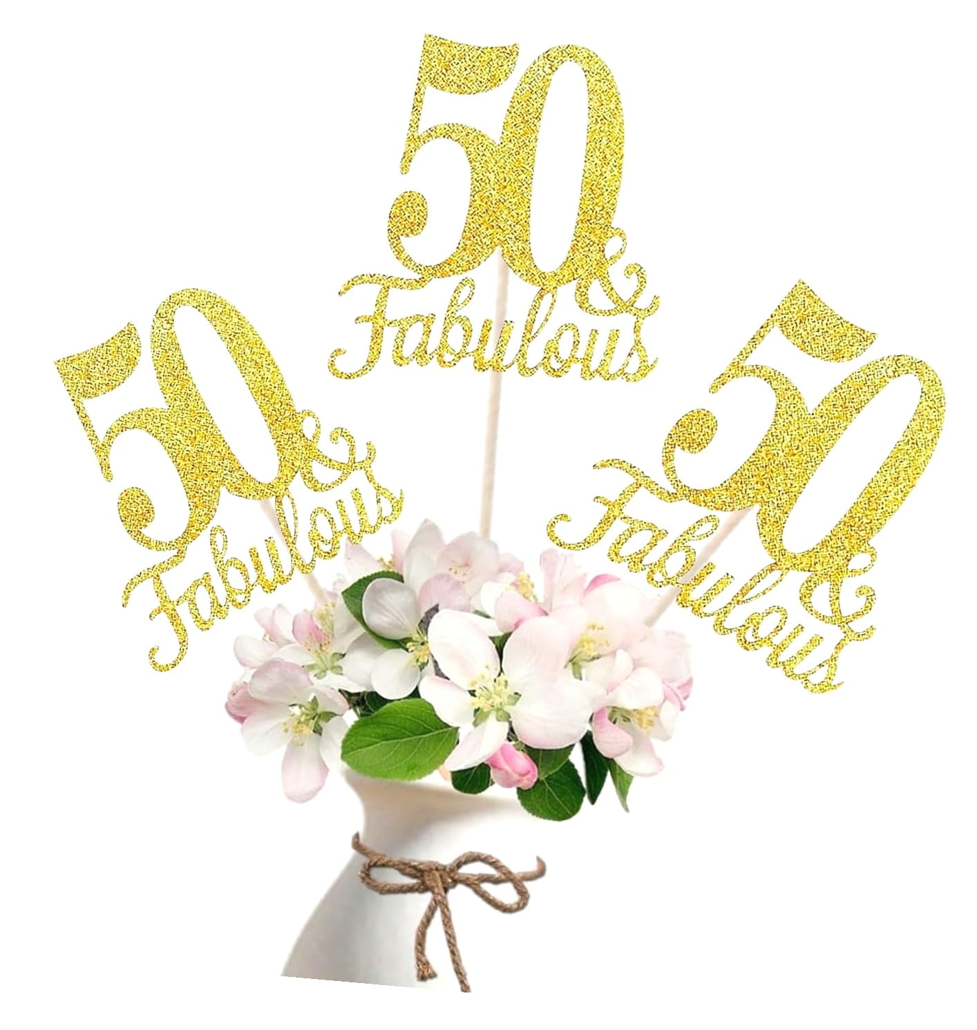 Wellsay Double-Sided Rose and 50th Birthday Table Centerpieces, Number ...
