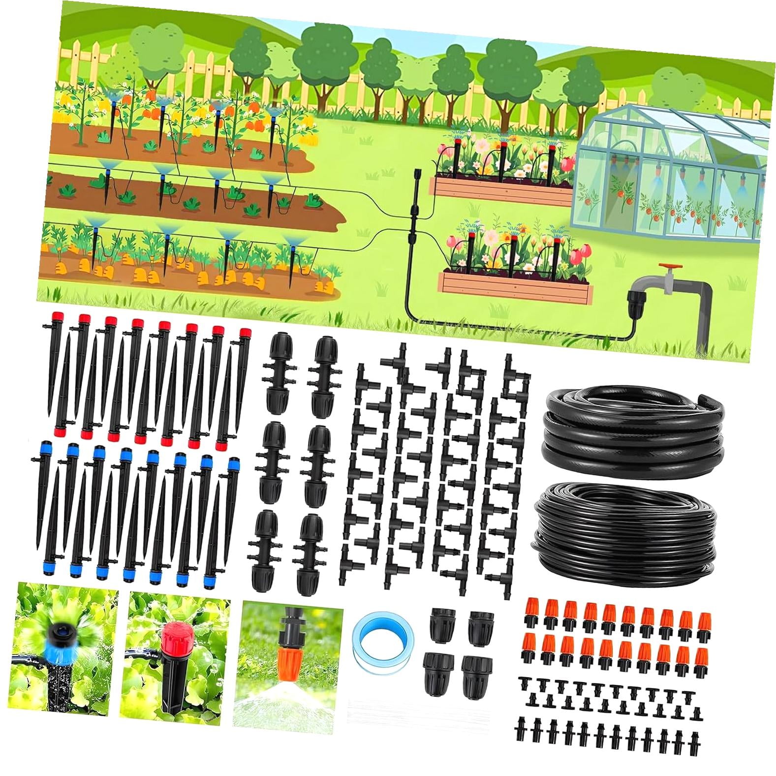Wellsay Drip Irrigation System Kit, Garden Watering Misting System ...
