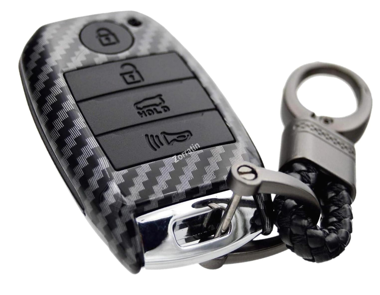 Wellsay Dual-Layer Carbon Fiber Key Fob Cover with KIA Forte Sorento ...
