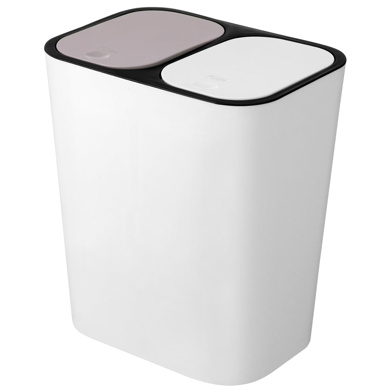 Wellsay Dual Trash Can, 2 Compartment Kitchen Garbage Can Plastic Dry ...
