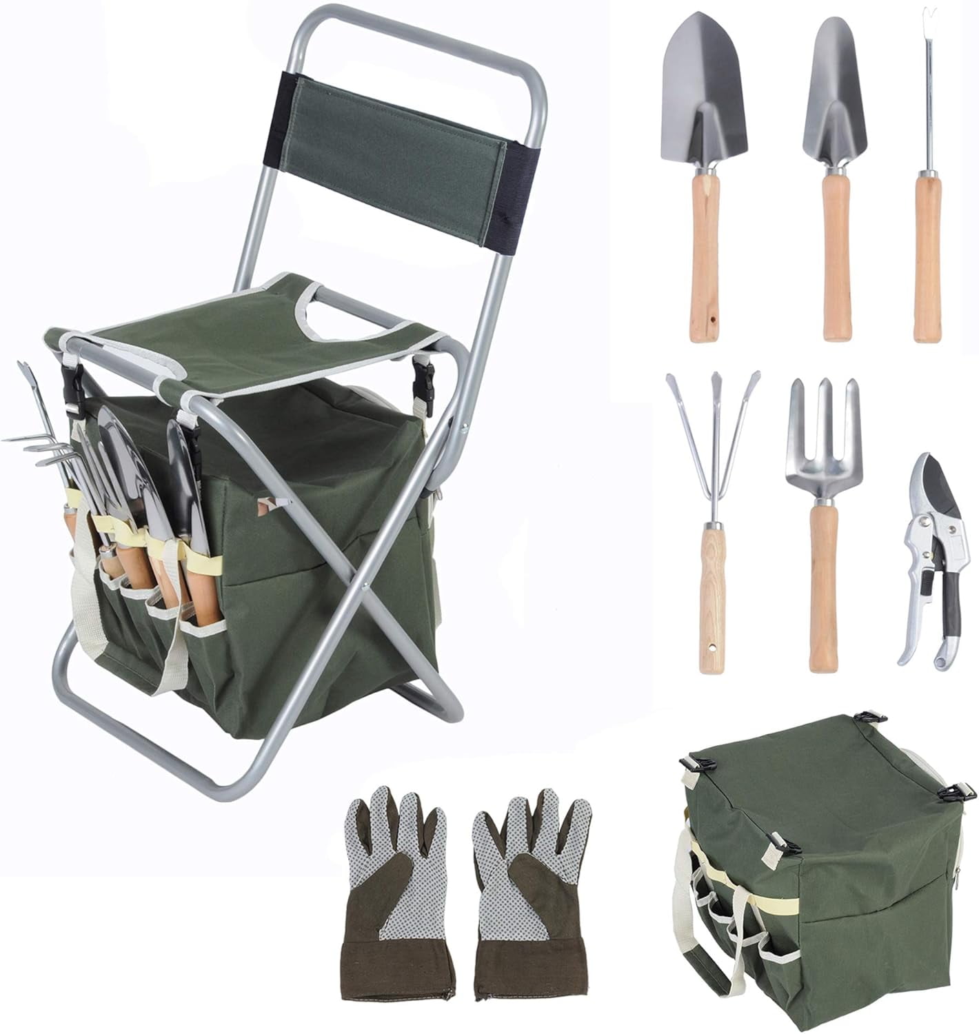 Wellsay ERMORE Garden Tool Set 9 Piece Heavy Duty Gardening Tools with ...