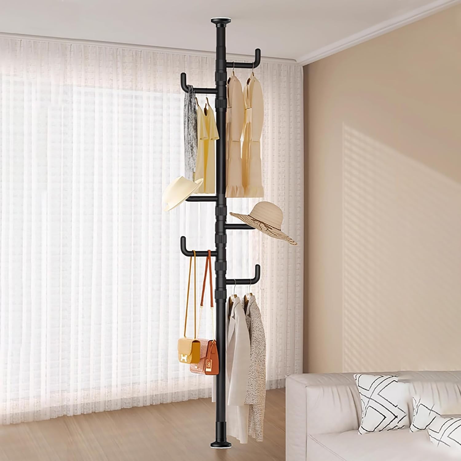 Wellsay Easy to Setup Adjustable Laundry Pole Clothes Space Saving ...