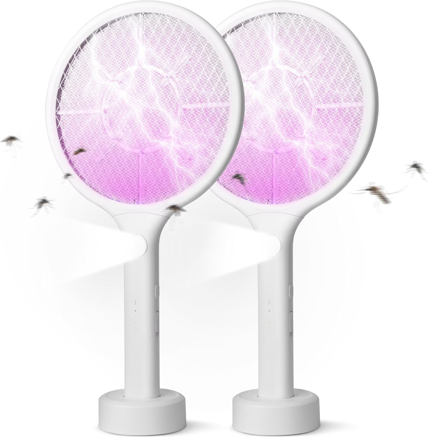 Wellsay Electric Fly Swatter 2PCS, Handheld Bug Zapper Racket w/ LED ...