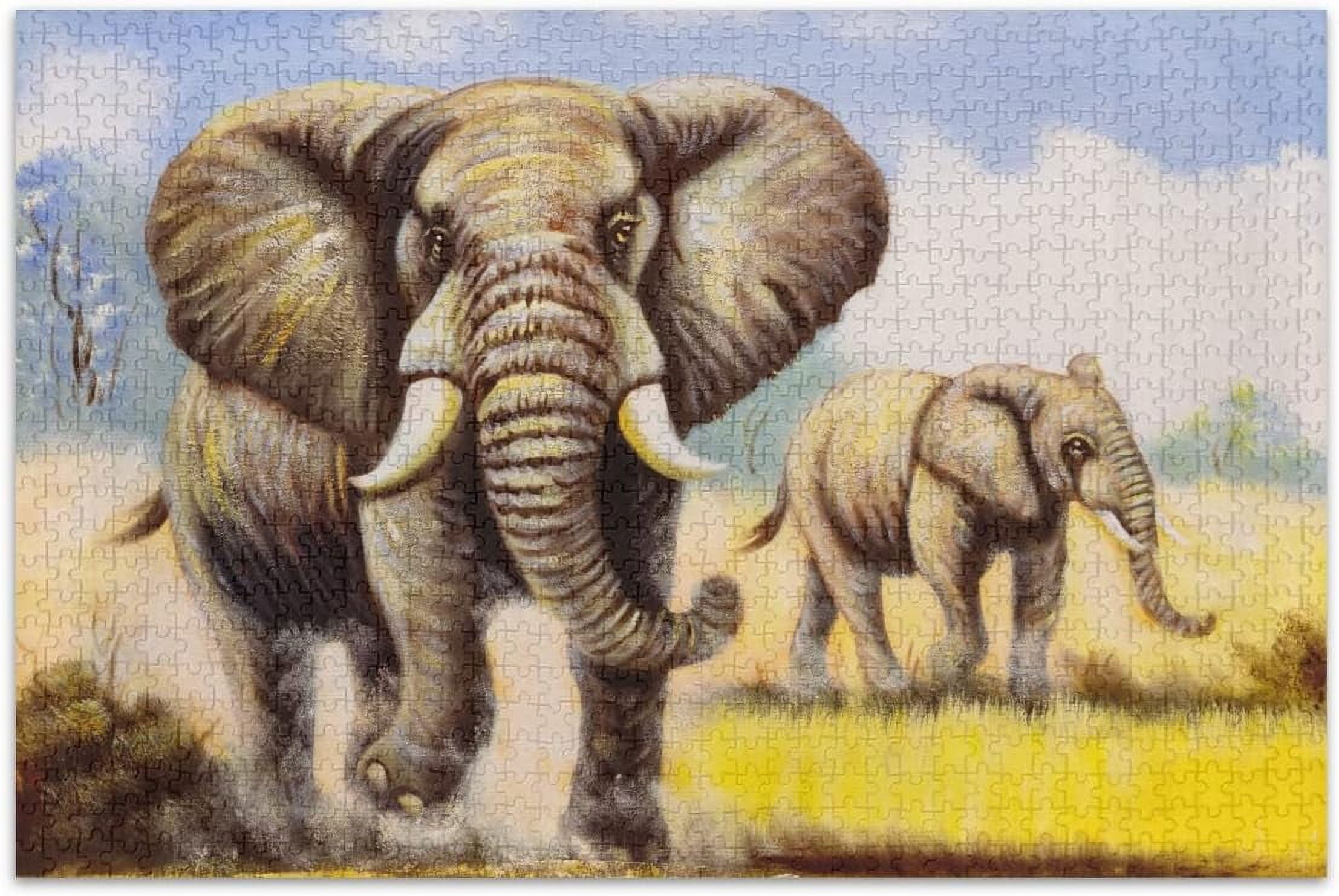 Wellsay Elephant Jigsaw Puzzles 1000 Piece for Adults Large Puzzle Game ...