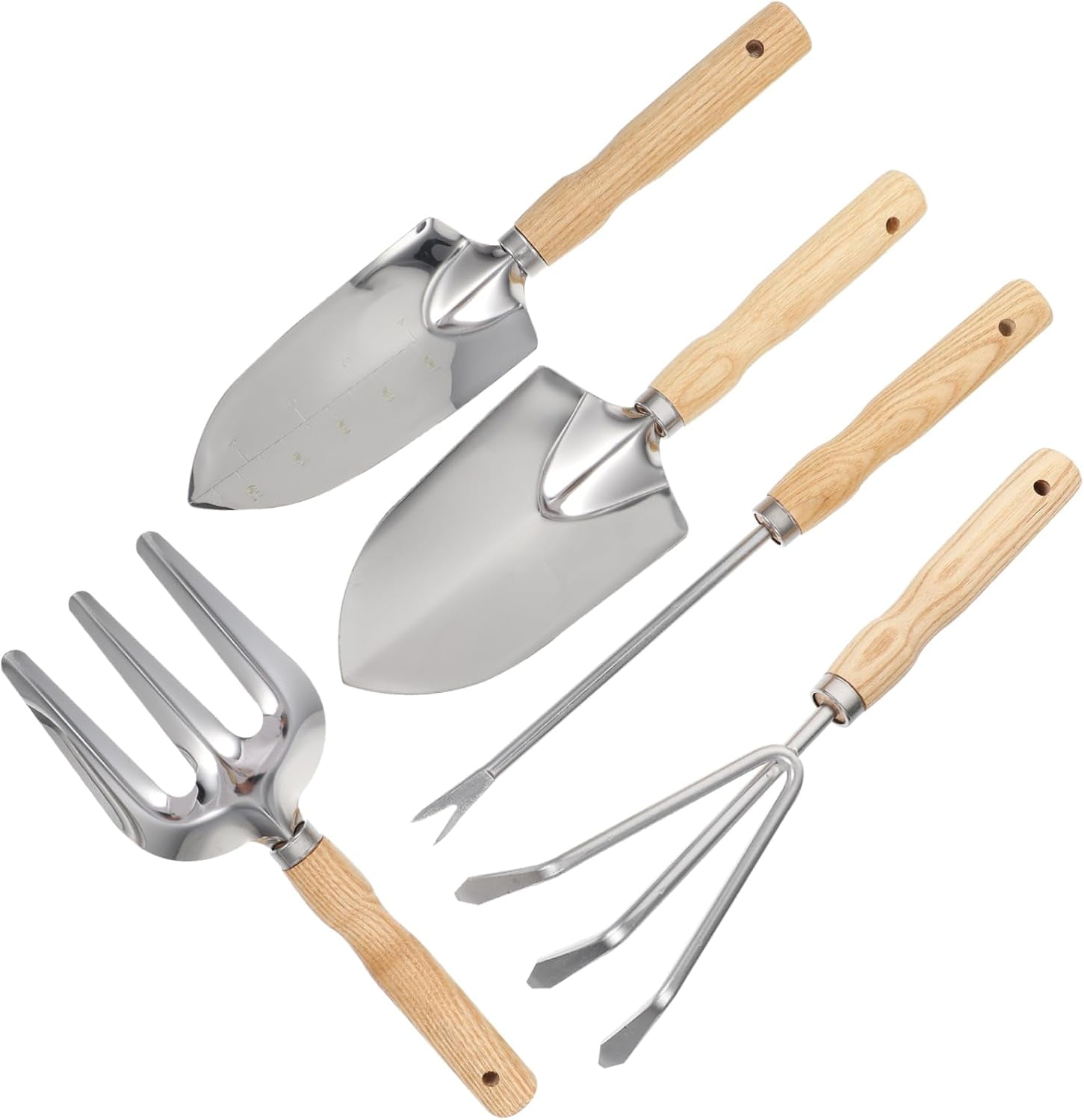 Wellsay Ergonomic 5-in-1 Garden Tool Set Weeding Shovel Rake Planting ...