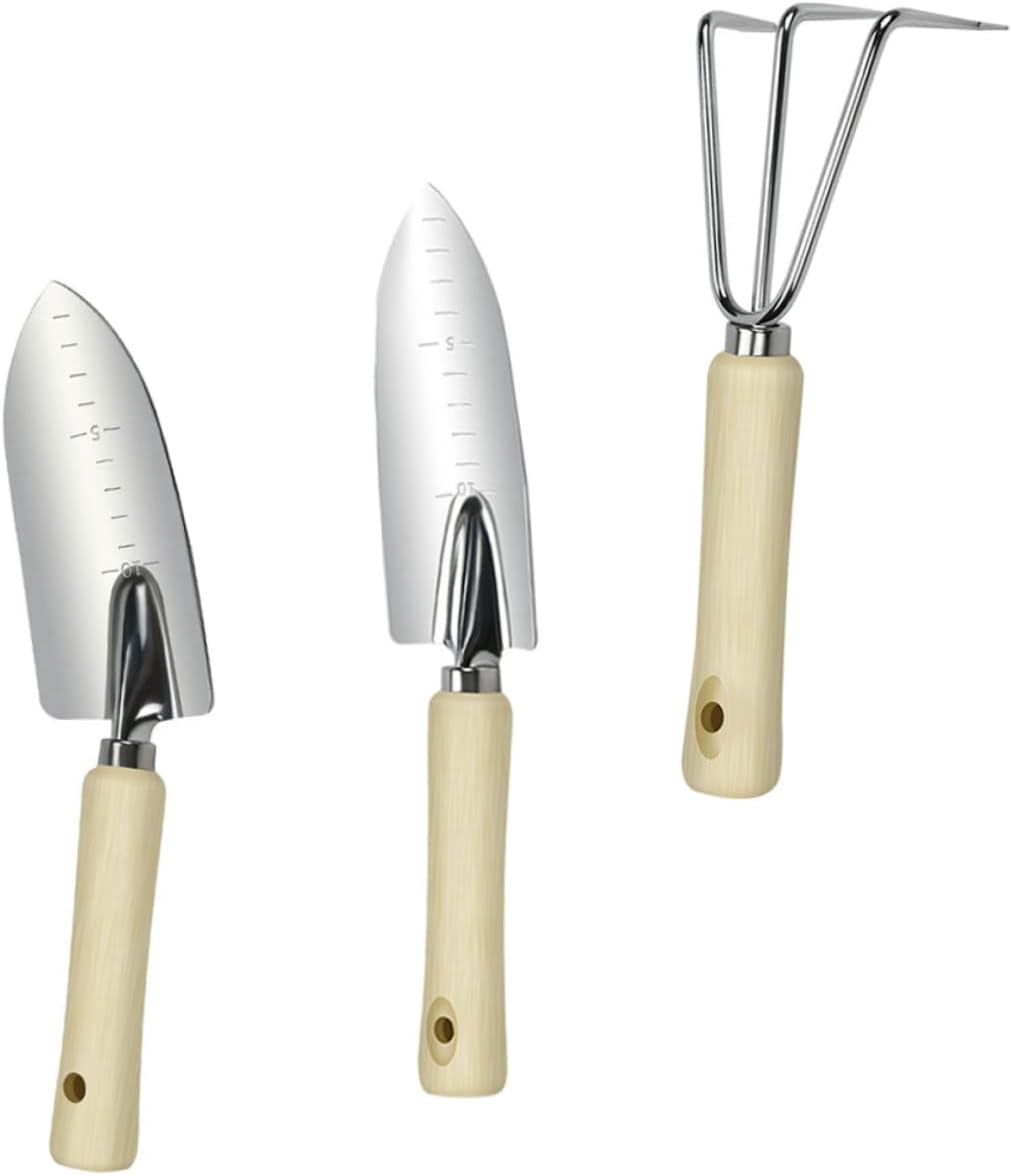 Wellsay Ergonomic Gardening Tool Kit 3-in-1 Set: Shovel Rake ...