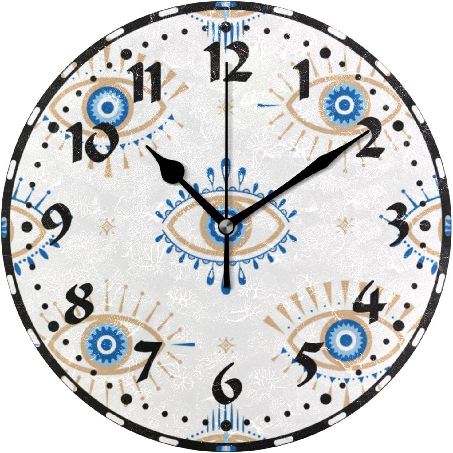Wellsay Evil Eye Wall Clock, Silent Non Ticking 10 Inch Battery ...