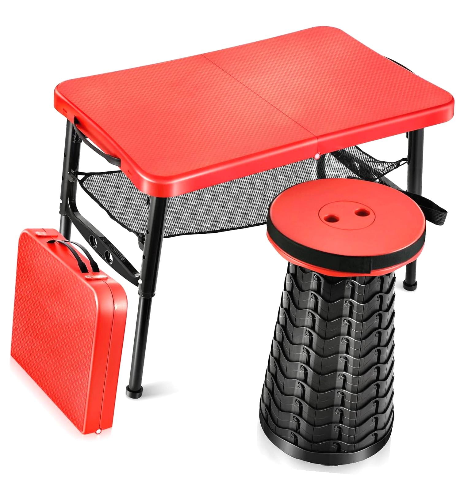 Wellsay Expandable Compact Folding Table and Stool Set, Lightweight ...